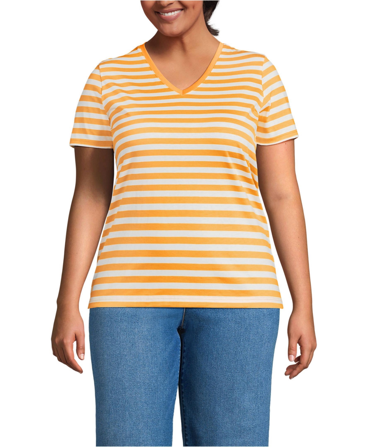 Click here for Lands End Plus Size Relaxed Supima Cotton V-Neck T... prices