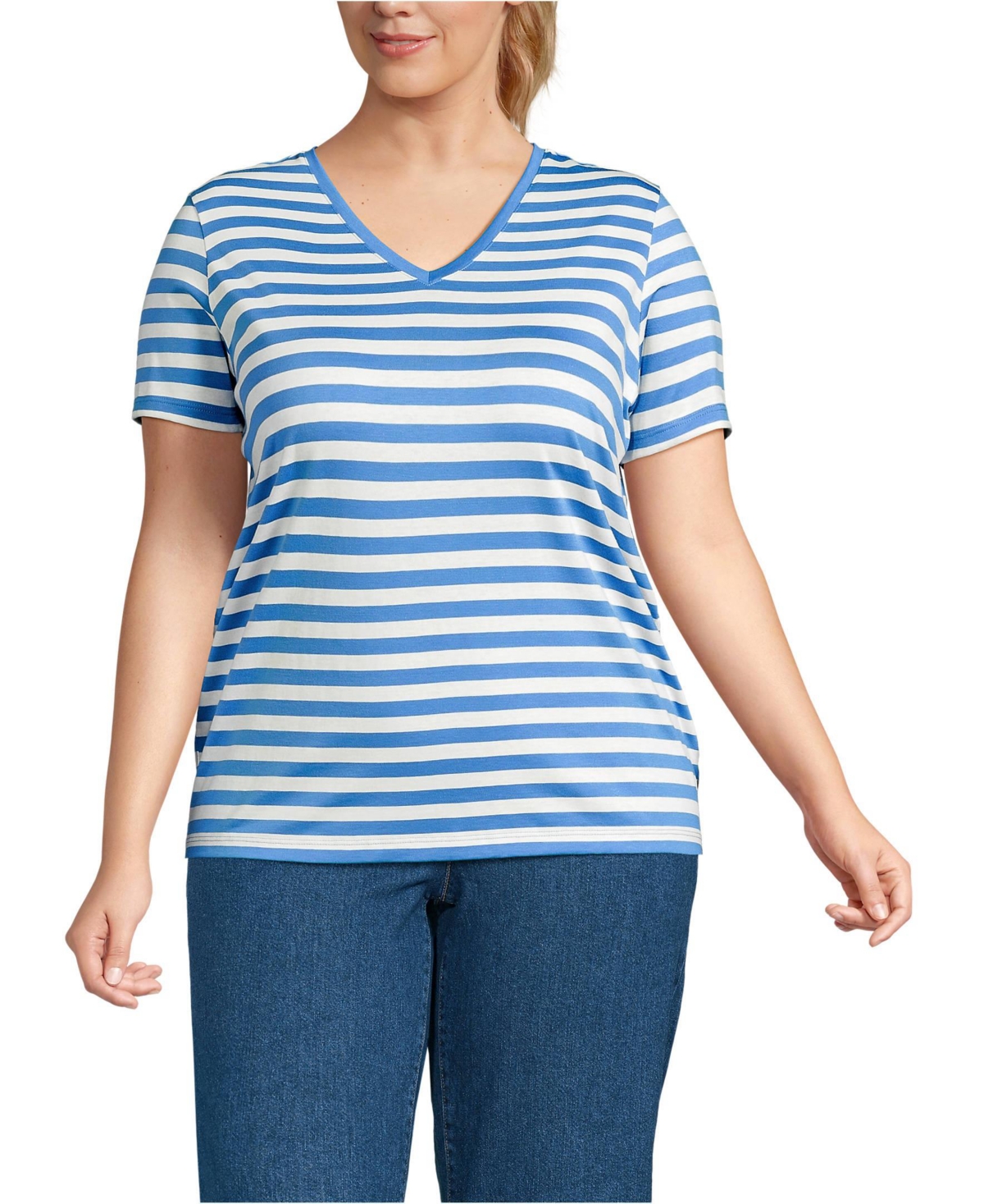 Click here for Lands End Plus Size Relaxed Supima Cotton V-Neck T... prices