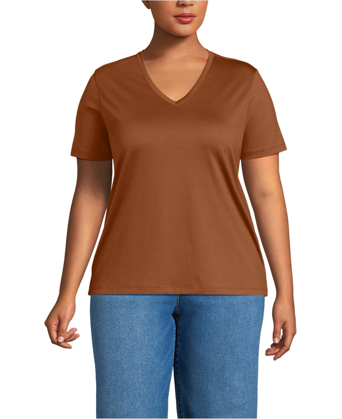 Click here for Lands End Plus Size Relaxed Supima Cotton V-Neck T... prices