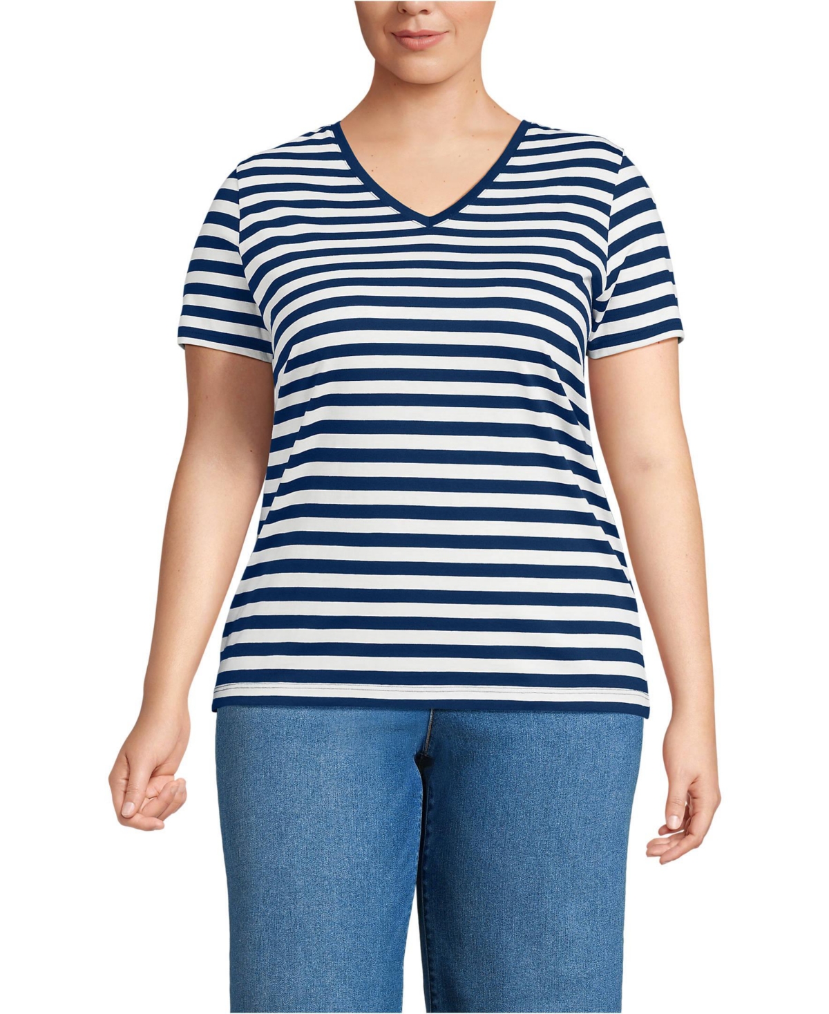 Click here for Lands End Plus Size Relaxed Supima Cotton V-Neck T... prices
