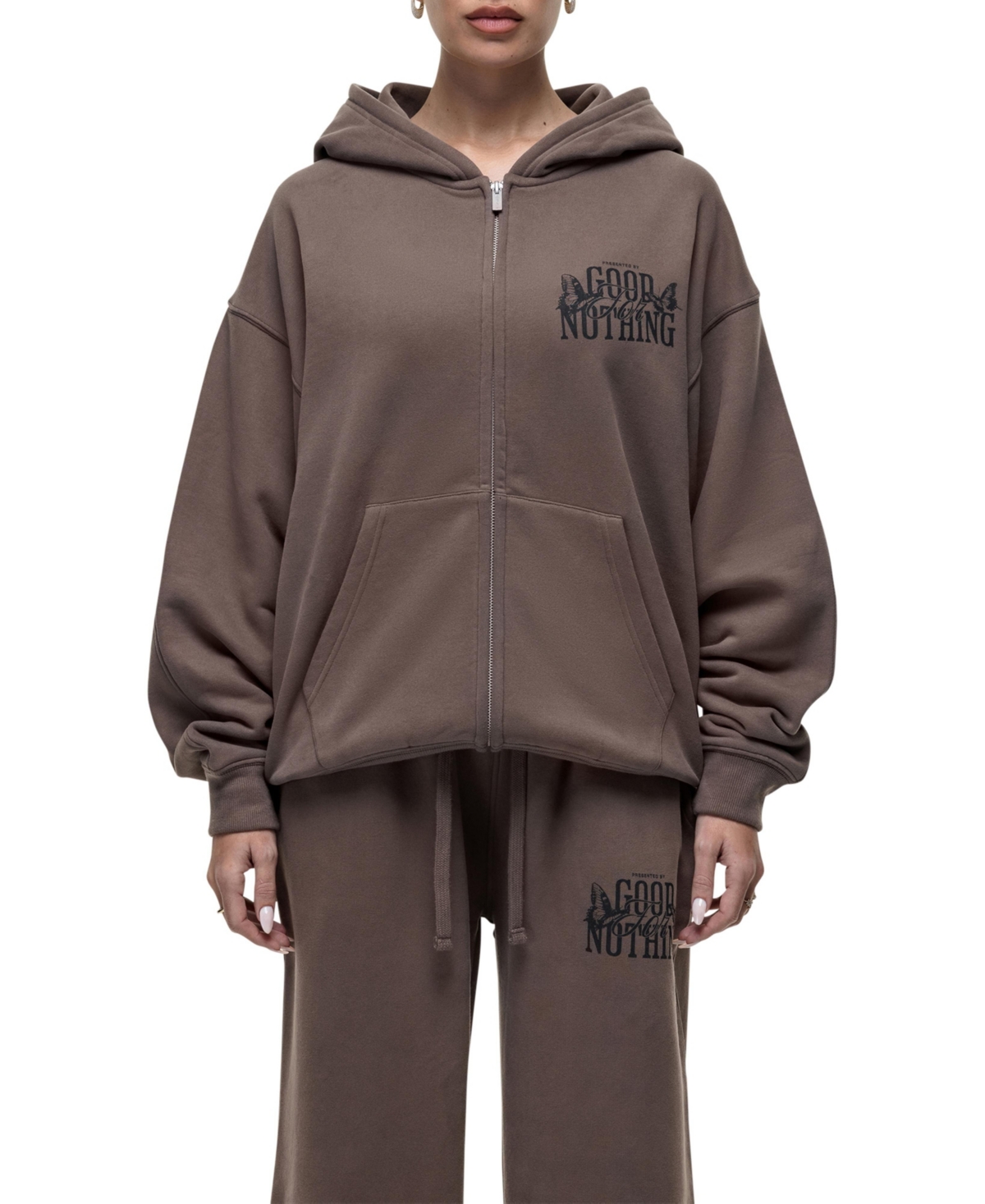 Click here for Good For Nothing Womens Dakota Taupe Zip Hoodie -... prices