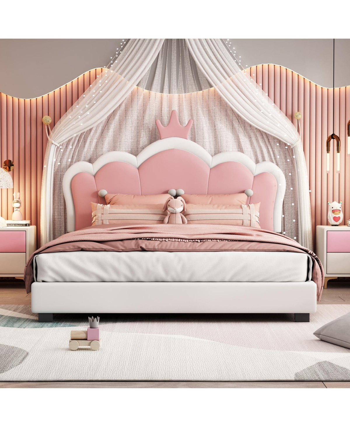 Click here for Lovmor Full size Upholstered Princess Bed With Cro... prices