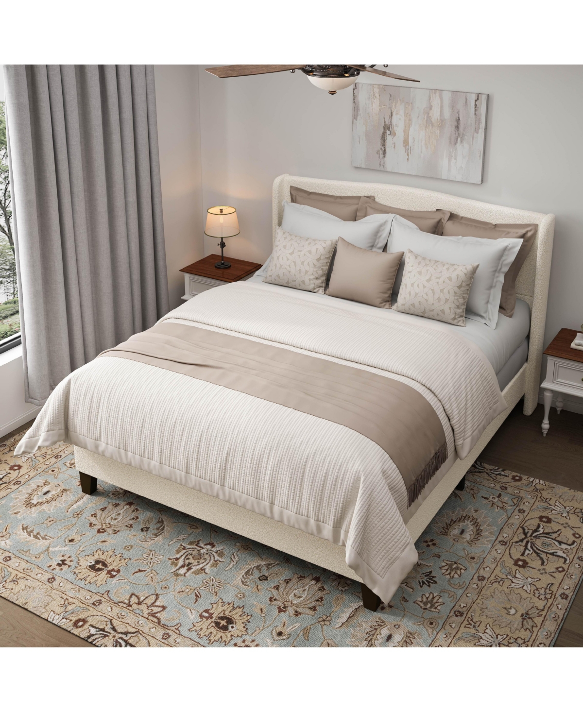 Click here for Lovmor King Size Bed Frame Teddy Velvet 12 Slat Su... prices