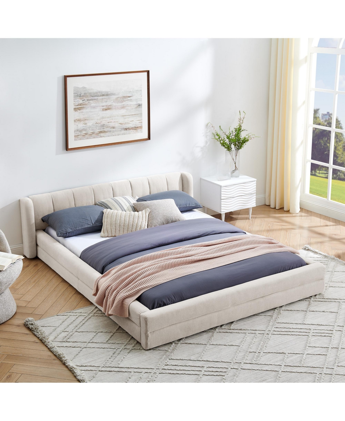 Click here for Lovmor Queen Size Upholstered Bed Frame with Thick... prices