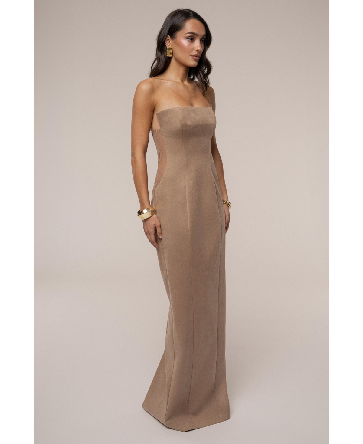 Click here for Jluxlabel Womens Madison Suede Maxi Dress - Beige prices
