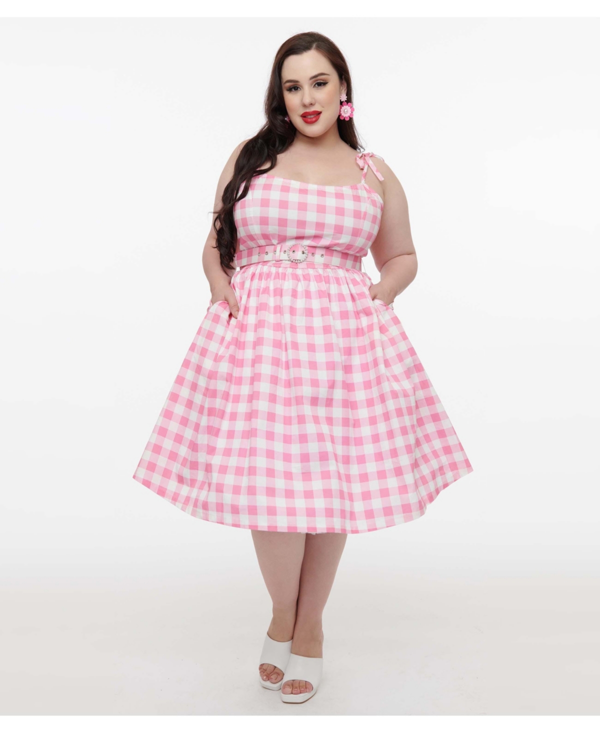 Click here for Unique Vintage Plus Size 1950s Bobbie Swing Dress... prices