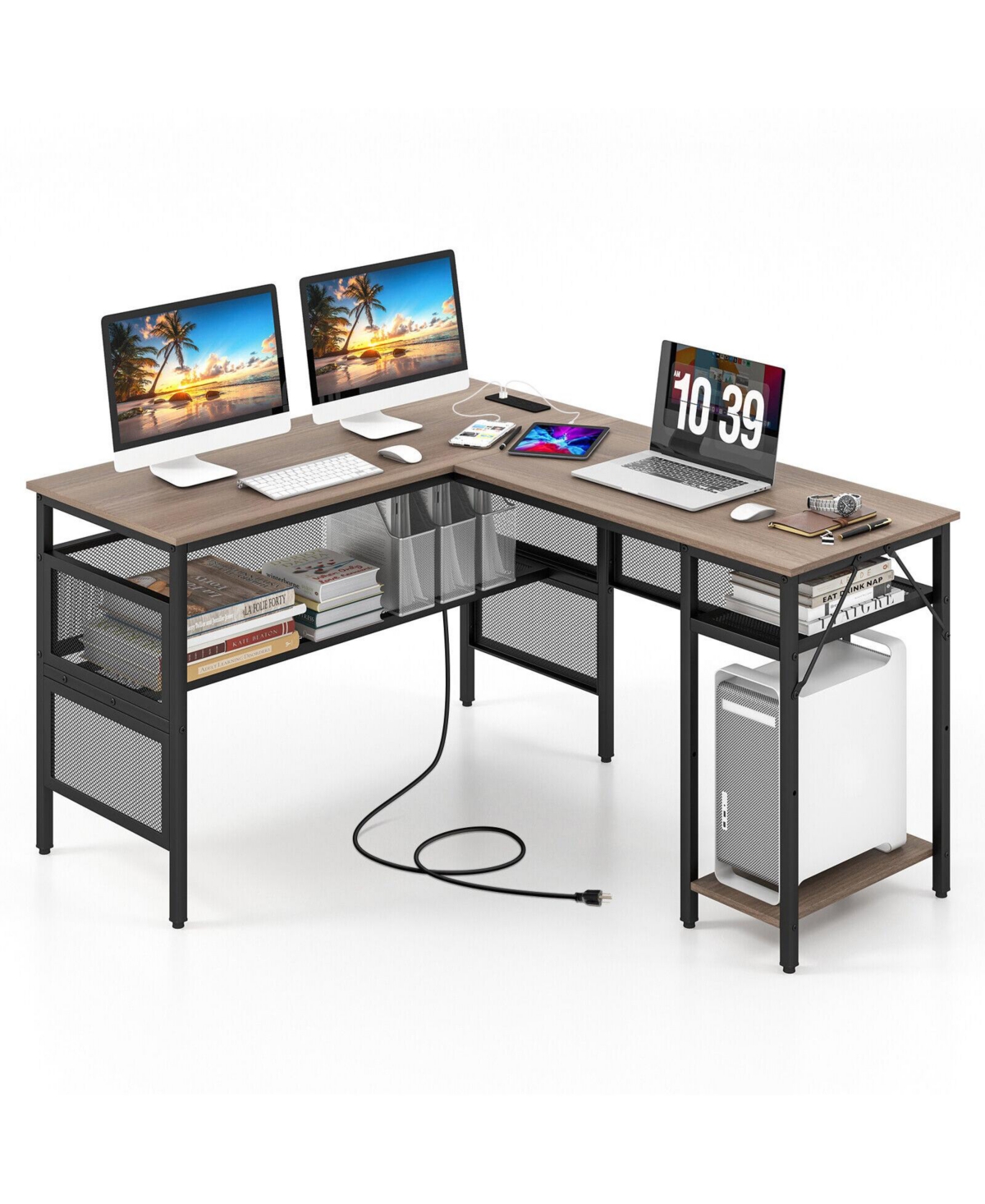 Click here for Ecooso L-Shaped Computer Desk with Charging Statio... prices