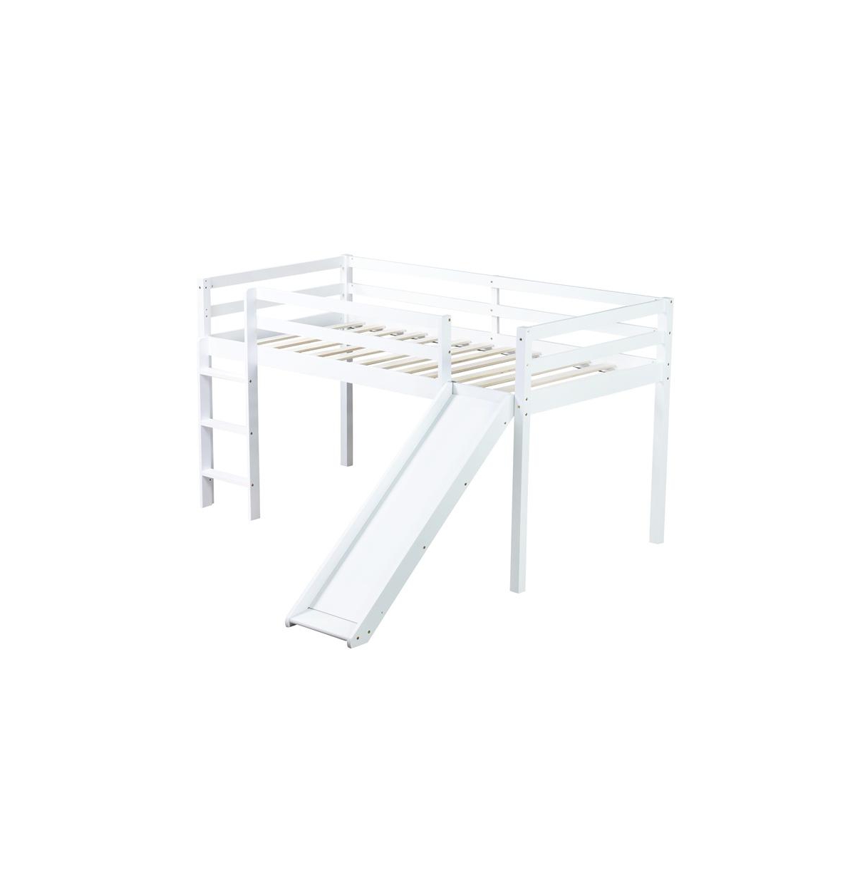 Click here for Cesicia Twin Low Loft Bed with Slide & Ladder Rubb... prices
