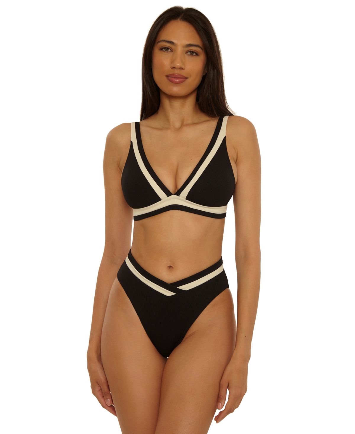 Click here for Becca Womens Coast Line Fine Rib Color-Block Swim... prices