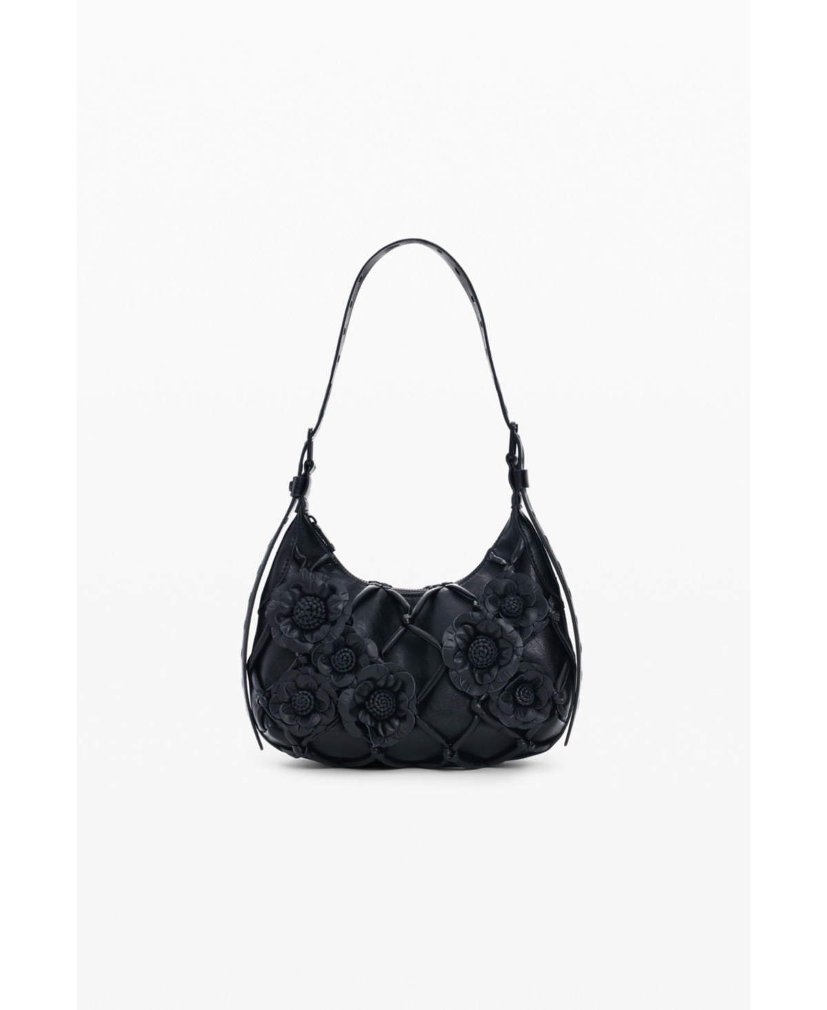 Click here for Desigual Womens Small braided floral bag - Black prices