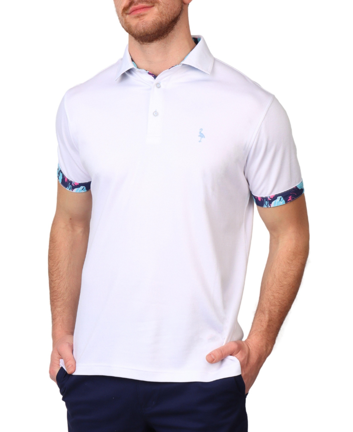 Click here for Tailorbyrd Mens Modal Pique Polo with Tropical Pri... prices