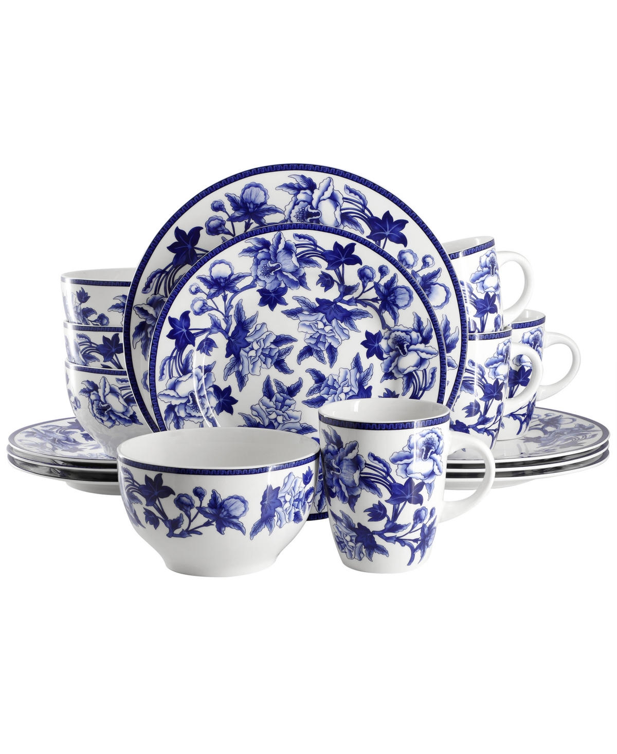 Click here for Elama Blue Orchid 16-Pc. Dinnerware Set  Service F... prices