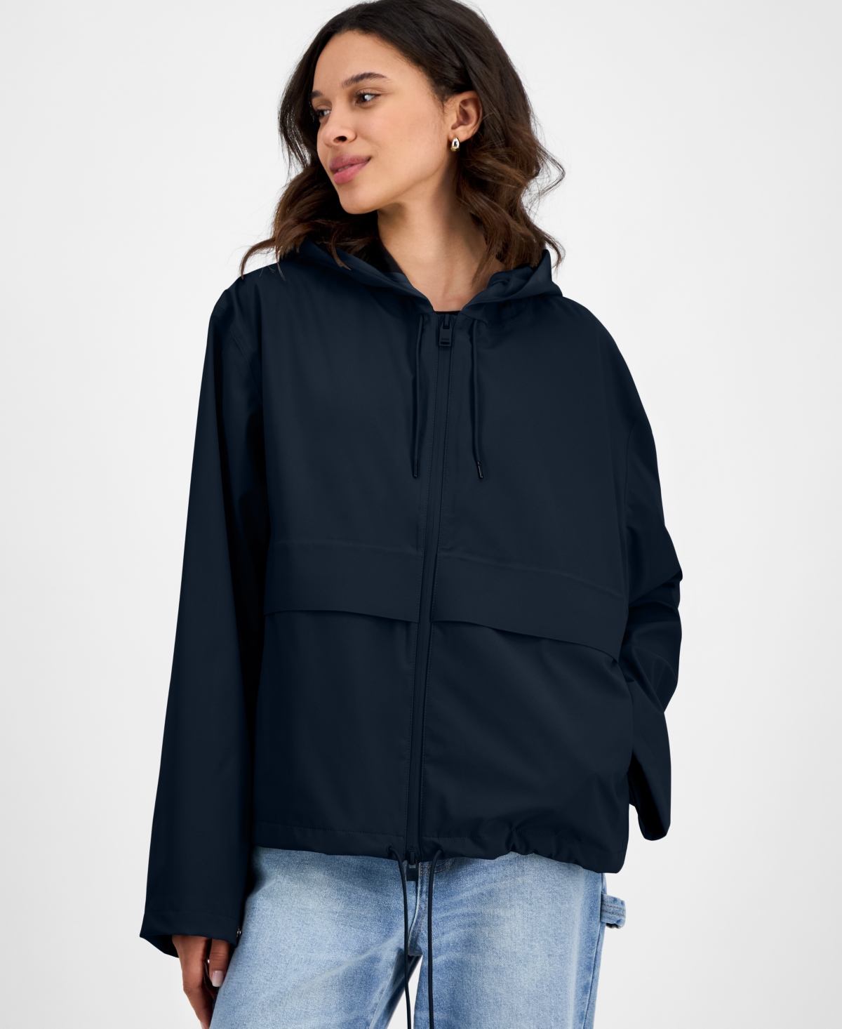 Click here for Rains Womens Zip-Front Hooded Drawstring Jacket -... prices