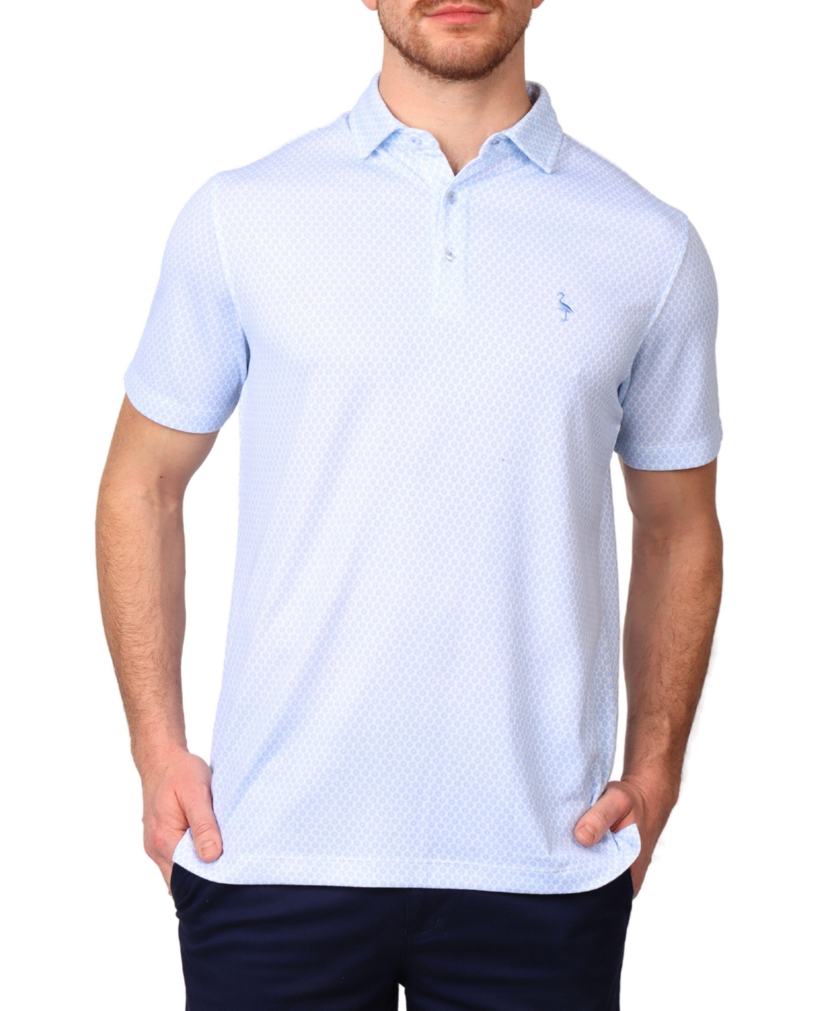 Click here for Tailorbyrd Mens Geo Floral Modal Pique Polo - Sky... prices
