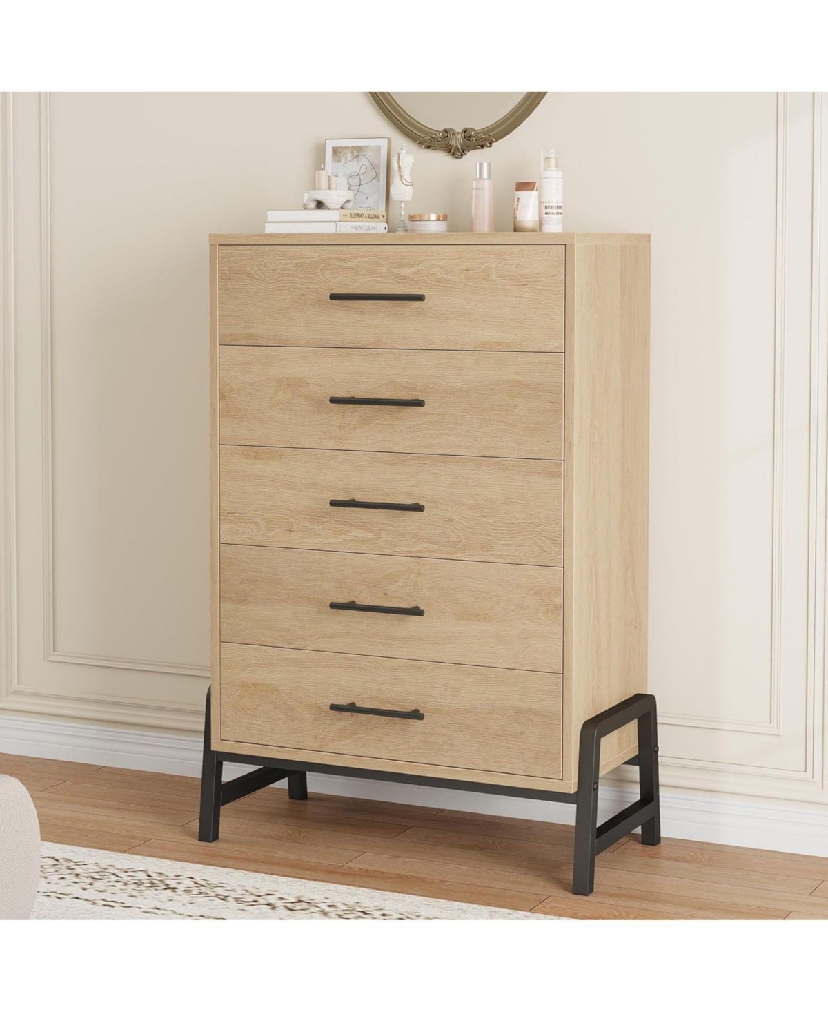 Click here for gaomon 5-Drawer Natural Oak Dresser  50.5 Inch Tal... prices