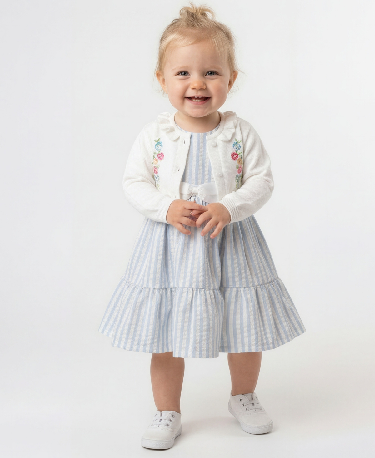 Click here for Bonnie Baby Baby Girls Floral Cardigan and Round N... prices