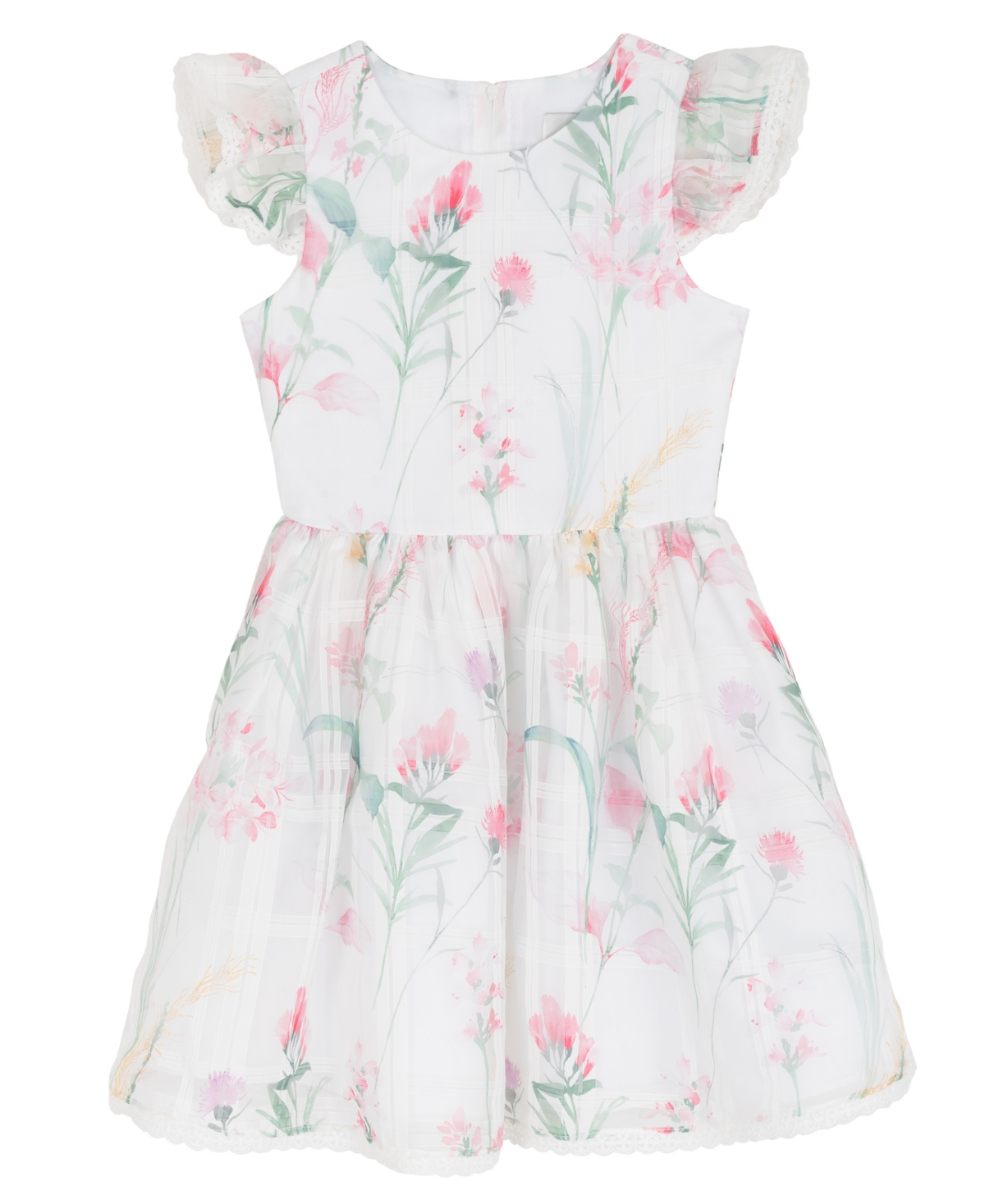 Click here for Rare Editions Girls 7-16 Floral Windowpane Crochet... prices