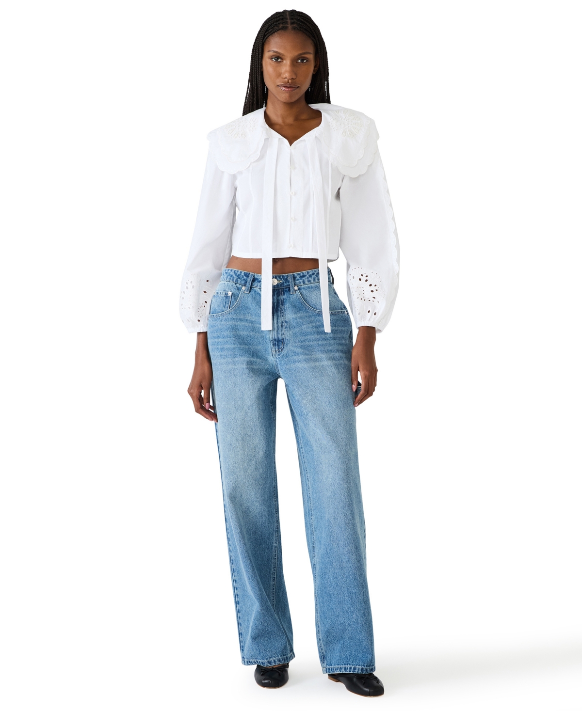 Click here for Steve Madden Womens Wrenn Long-Sleeve Top - Cloud... prices