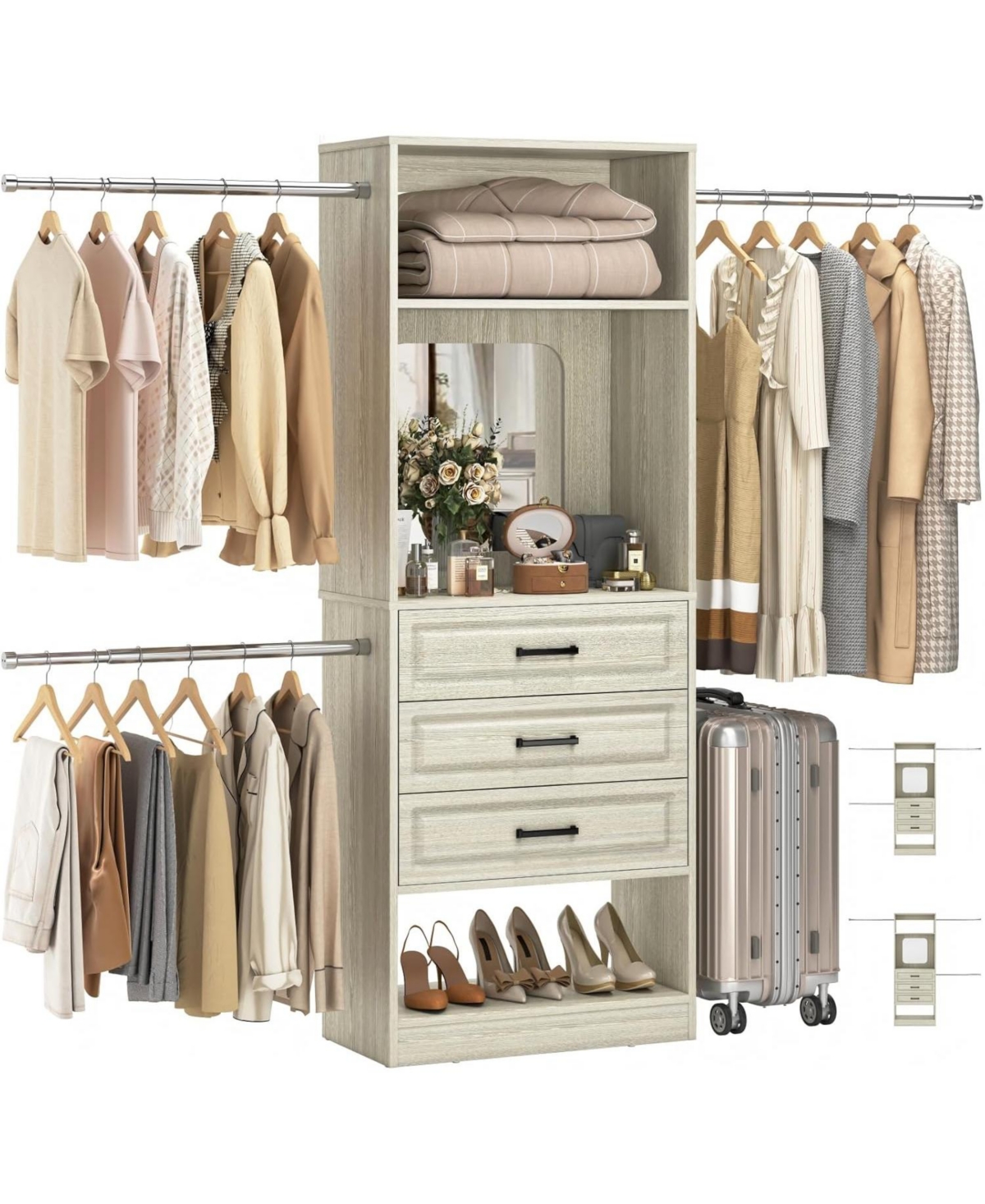 Click here for Aheaplus 48-96 Inch Adjustable Closet Organizer wi... prices