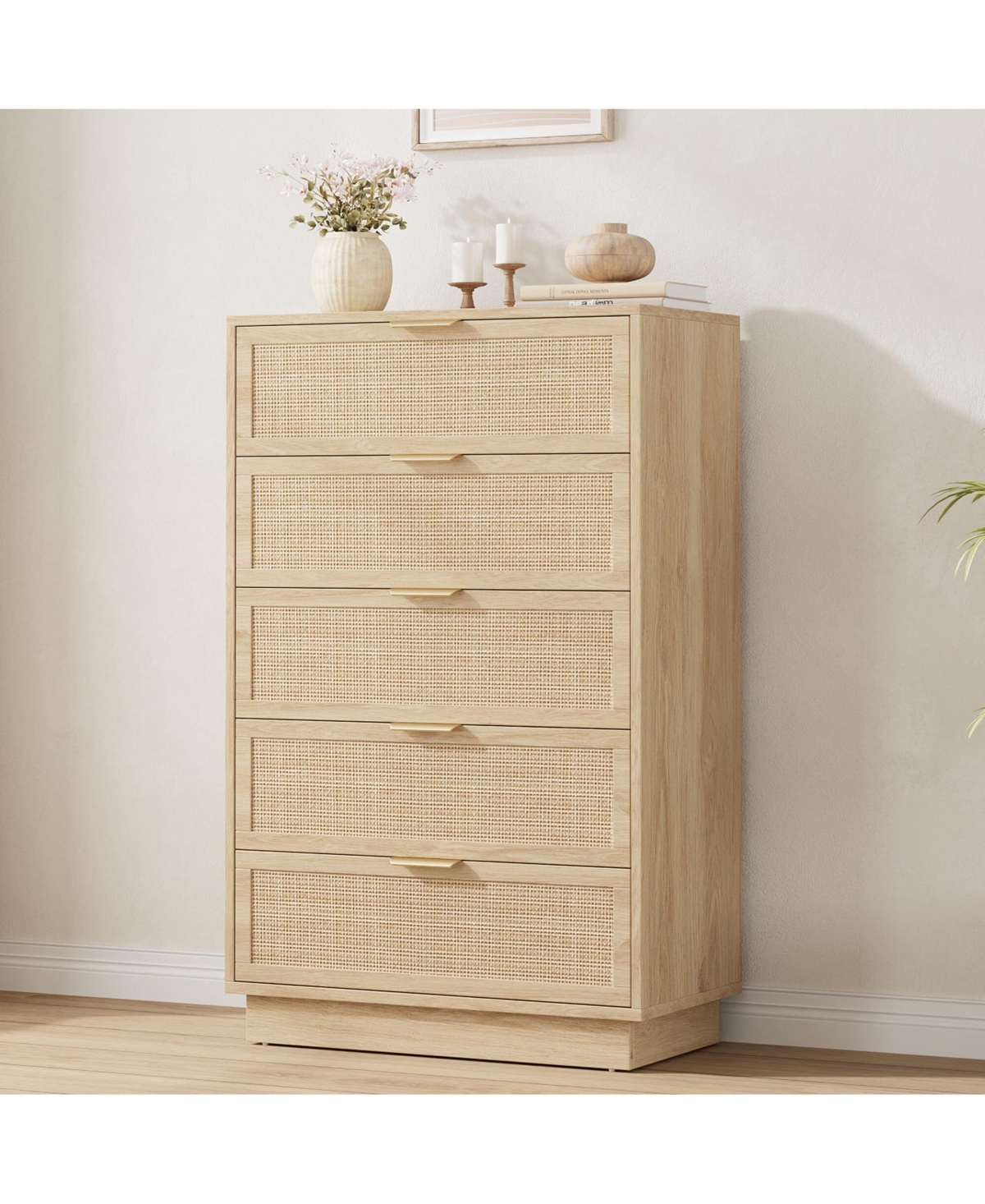 Click here for gaomon 5 Drawer Rattan Dresser for Bedroom  Integr... prices