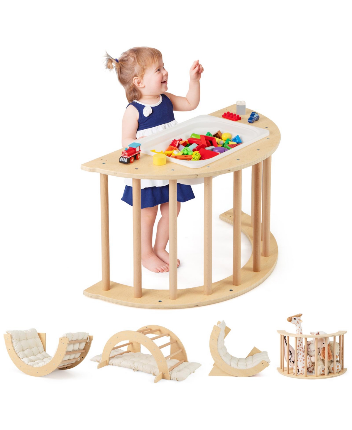 Click here for Hongge 6 in 1 Wooden Kids Climbing Arch Playset wi... prices