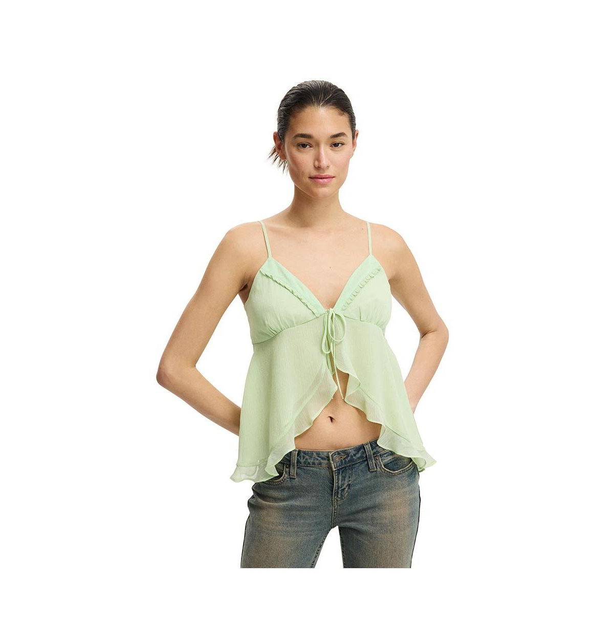 Click here for Cotton On Womens Cleo Asymmetric Cami - Matcha whi... prices