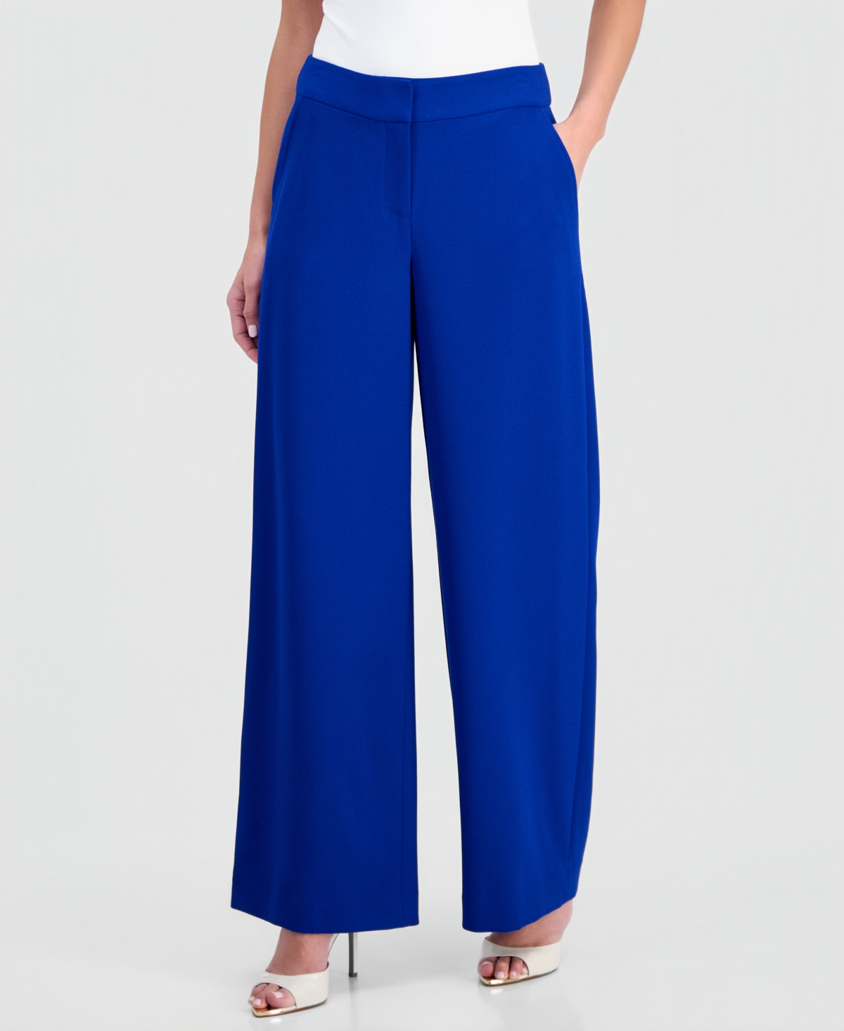 Click here for Tahari Asl Petite Mid-Rise Wide-Leg Pants - Cobalt prices