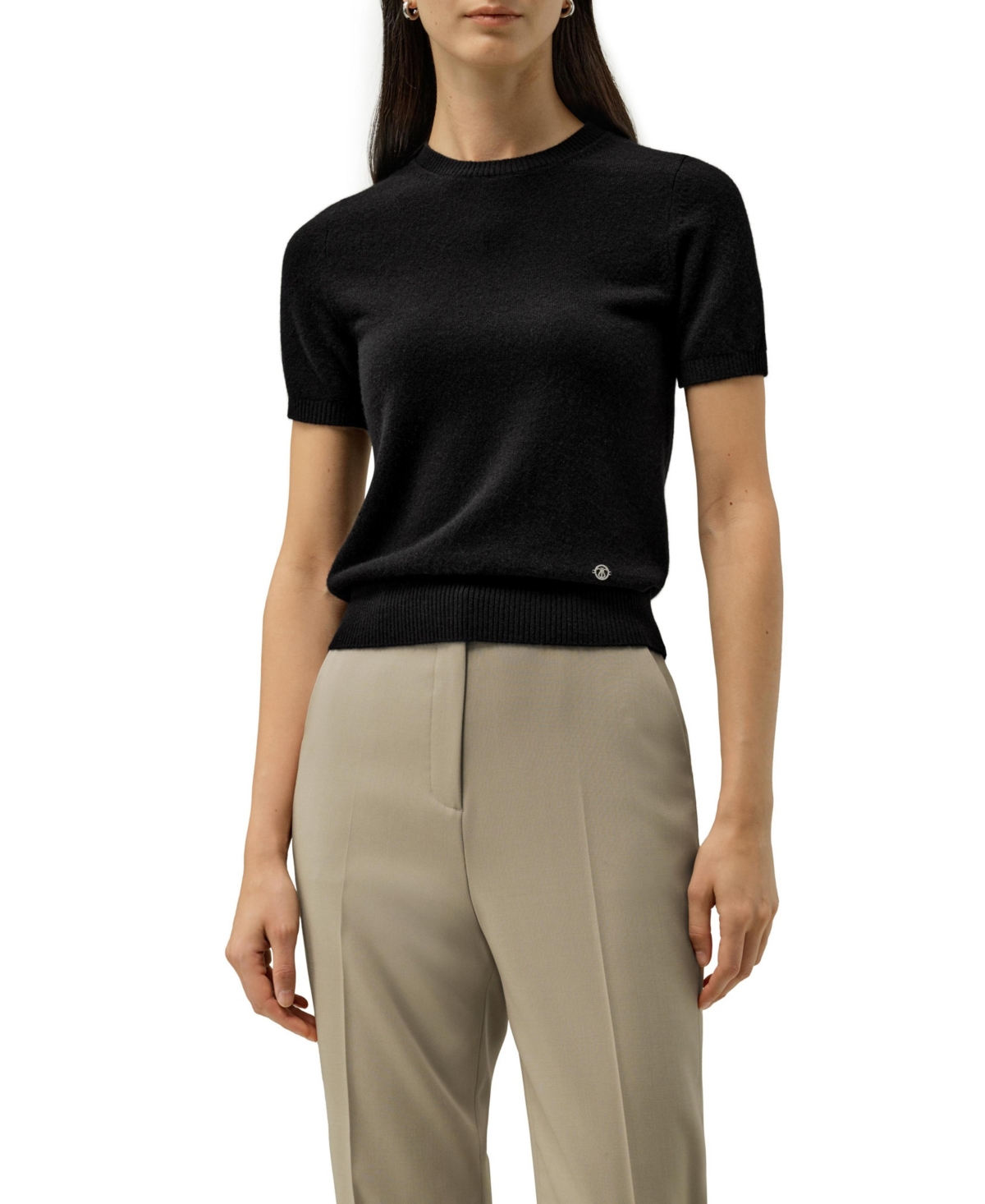Click here for Lilysilk Womens Cashmere Fitted Short Sleeve Top -... prices