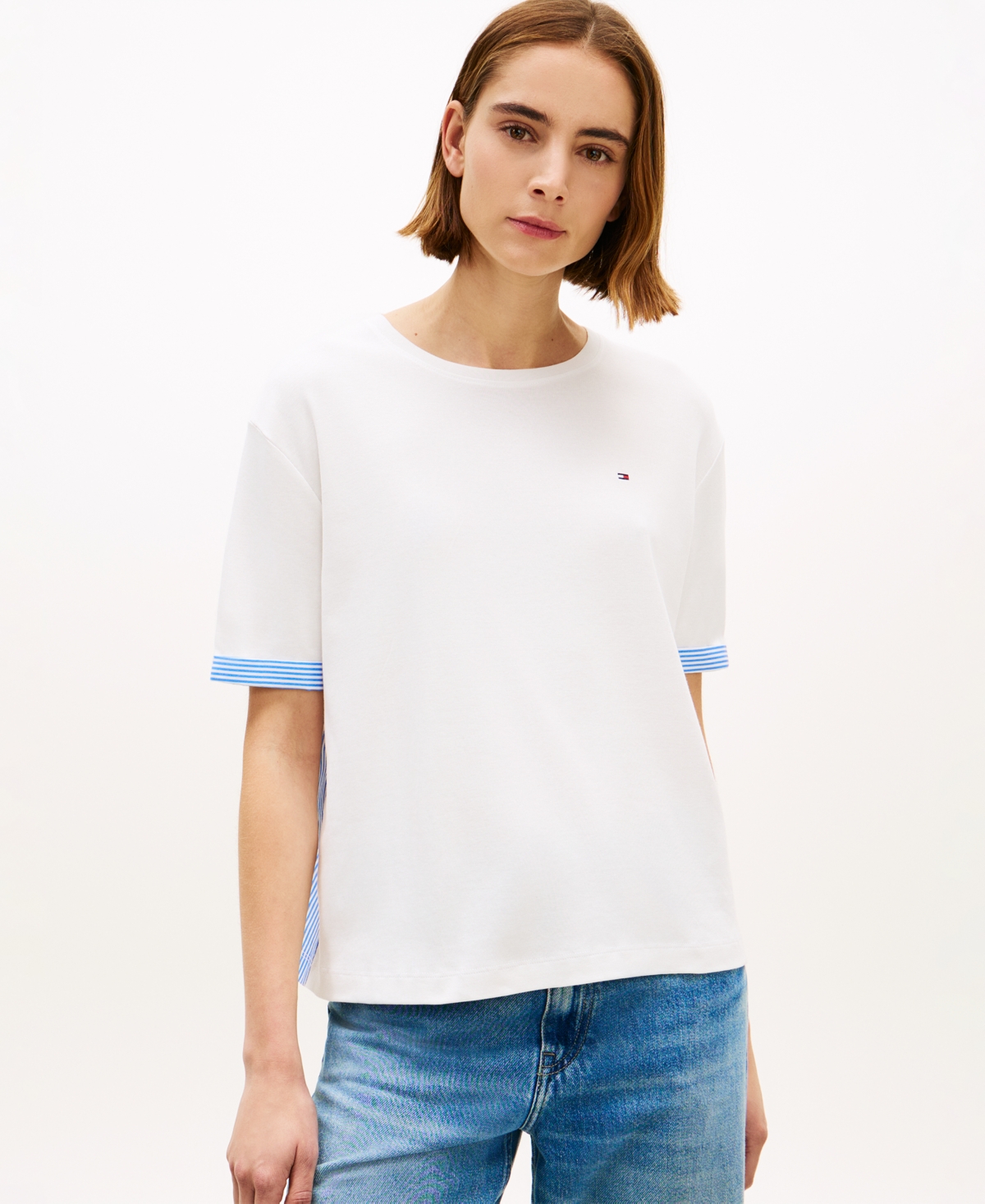 Click here for Tommy Hilfiger Womens Rib Mixed Media Back Short-S... prices