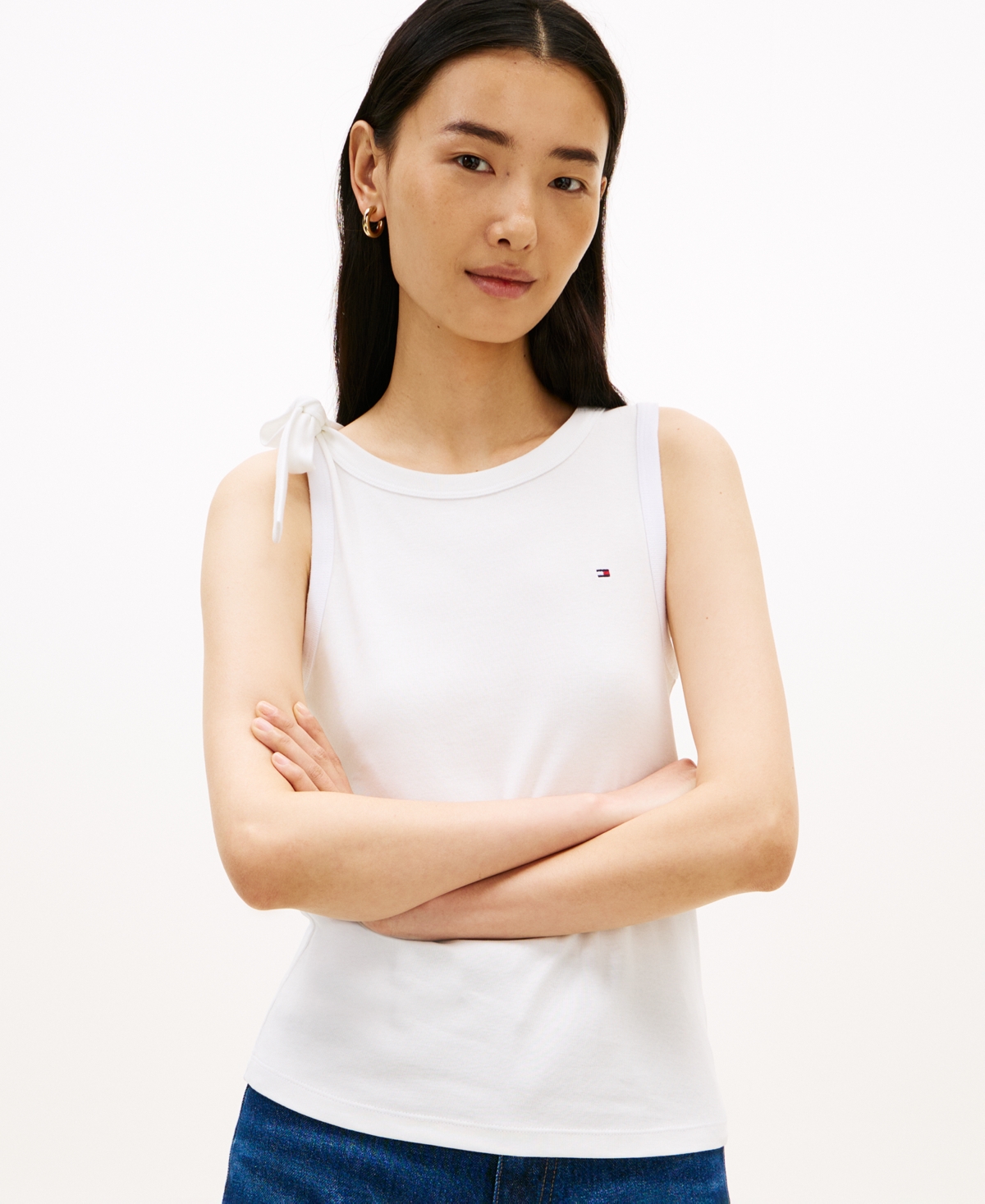 Click here for Tommy Hilfiger Womens Bow Detail Crewneck Tank Top... prices