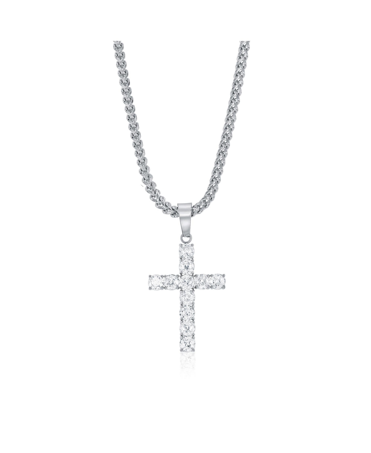 Click here for Metallo Stainless Steel  Round Cz Cross Necklace -... prices