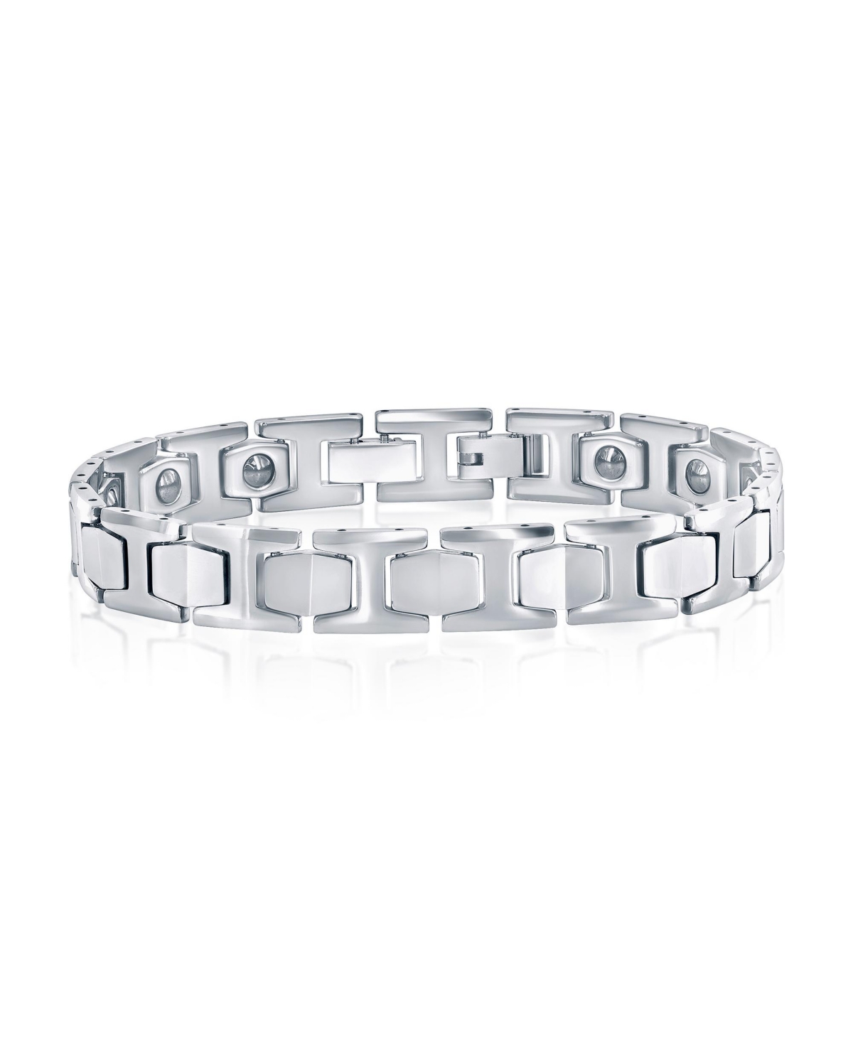 Click here for Polished Magnetic Link Tungsten Bracelet - Silver prices