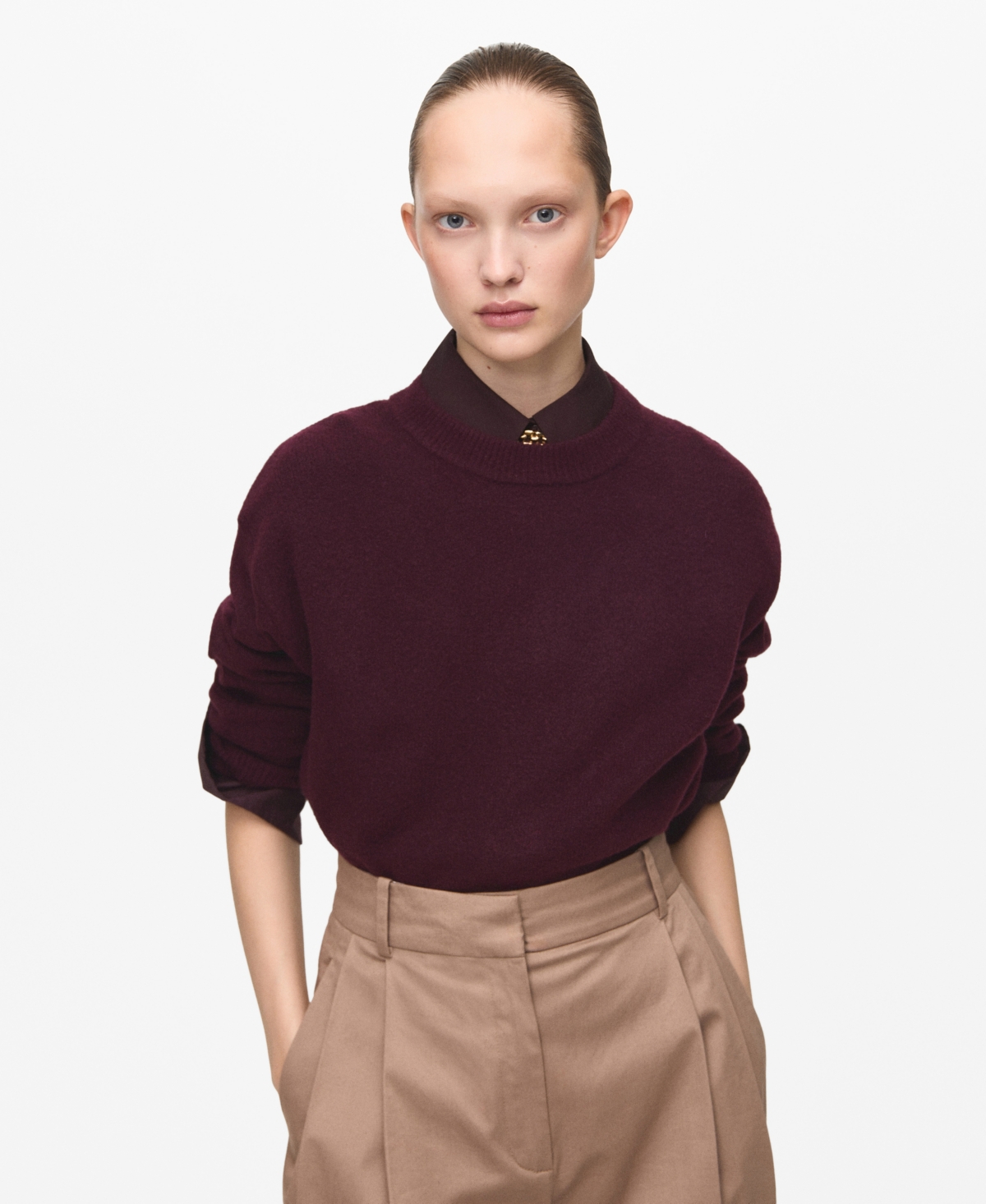 Click here for Mango Womens Medium-Knit Sweater - Maroon prices