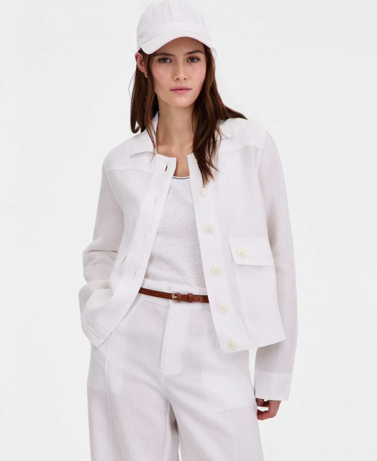 Click here for Charter Club Womens Linen-Blend Field Jacket  Crea... prices