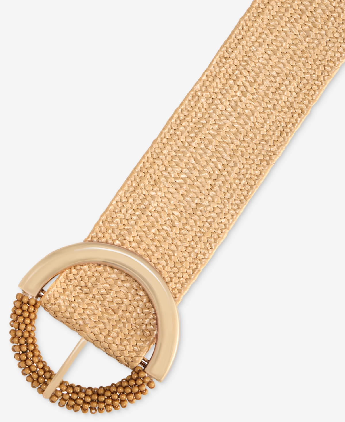 Click here for On 34th Half Beaded Buckle Stretch Straw Belt  Mac... prices