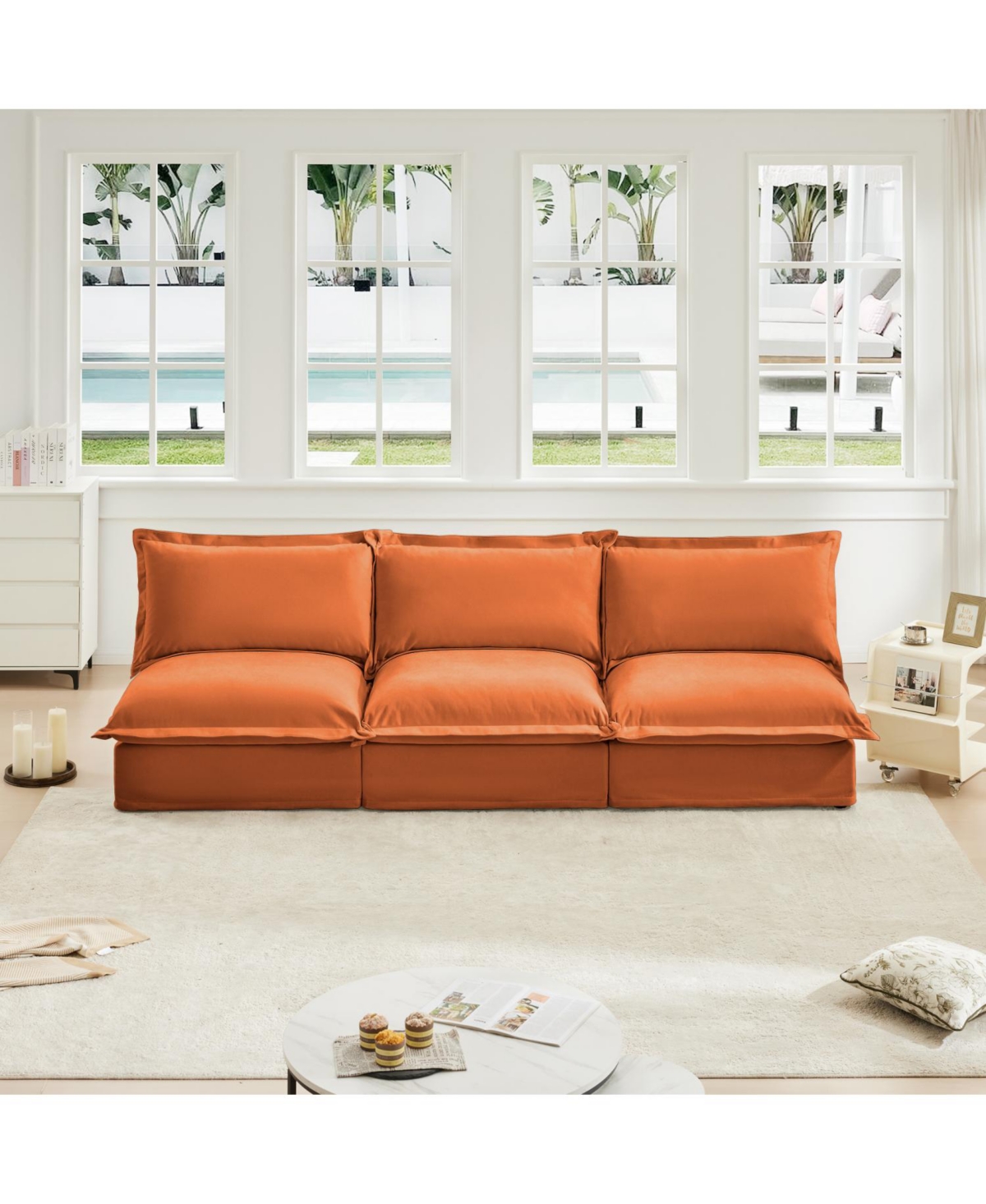 Click here for Streamdale Furniture Modern Orange Chenille 3-Seat... prices