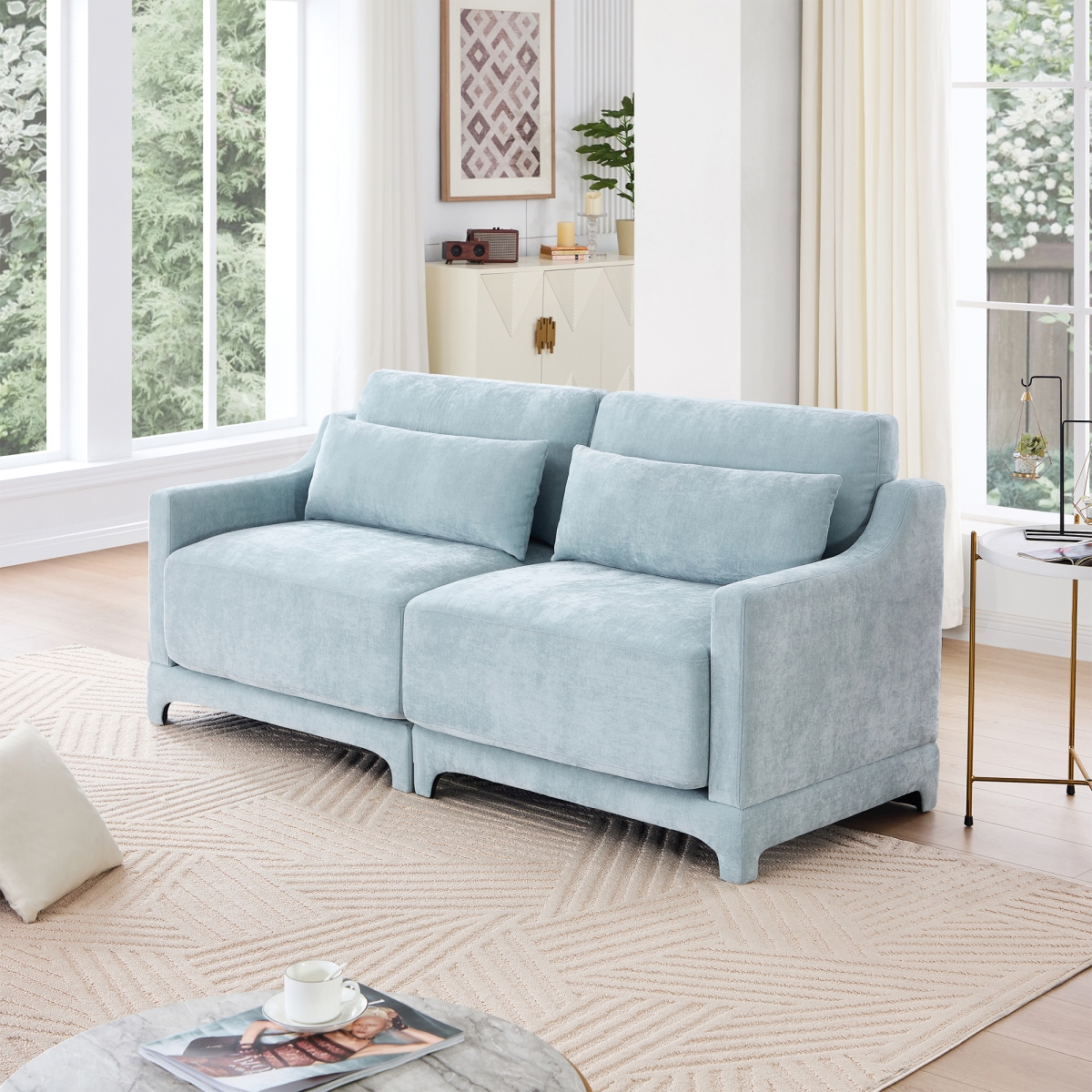 Click here for Streamdale Furniture Chenille 2-Seater Sofa - Sky... prices