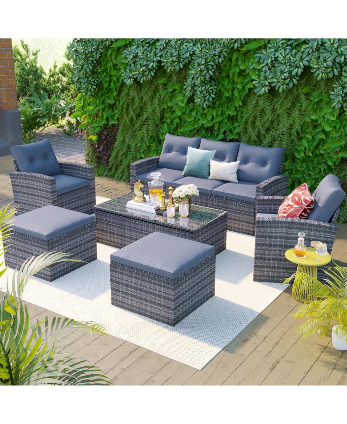 Click here for Streamdale 6-Piece Pe Rattan Outdoor Dining Set -... prices