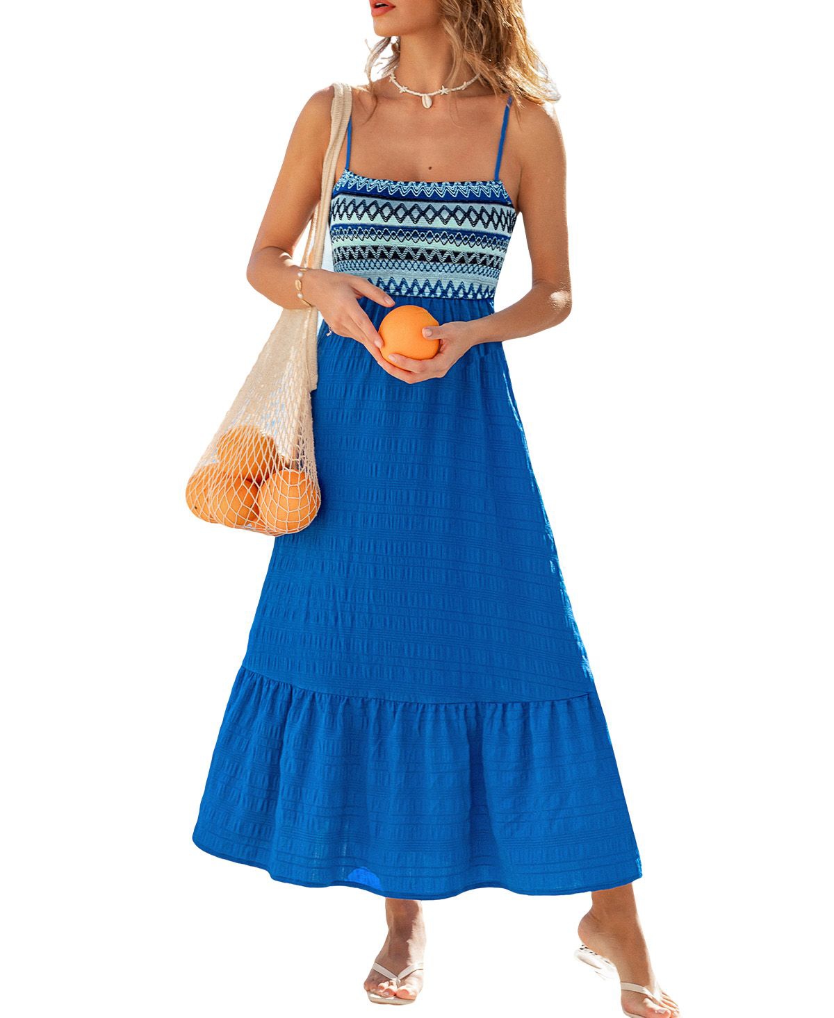 Click here for Cupshe Womens Seaside Stitch Blue Maxi Beach Dress... prices