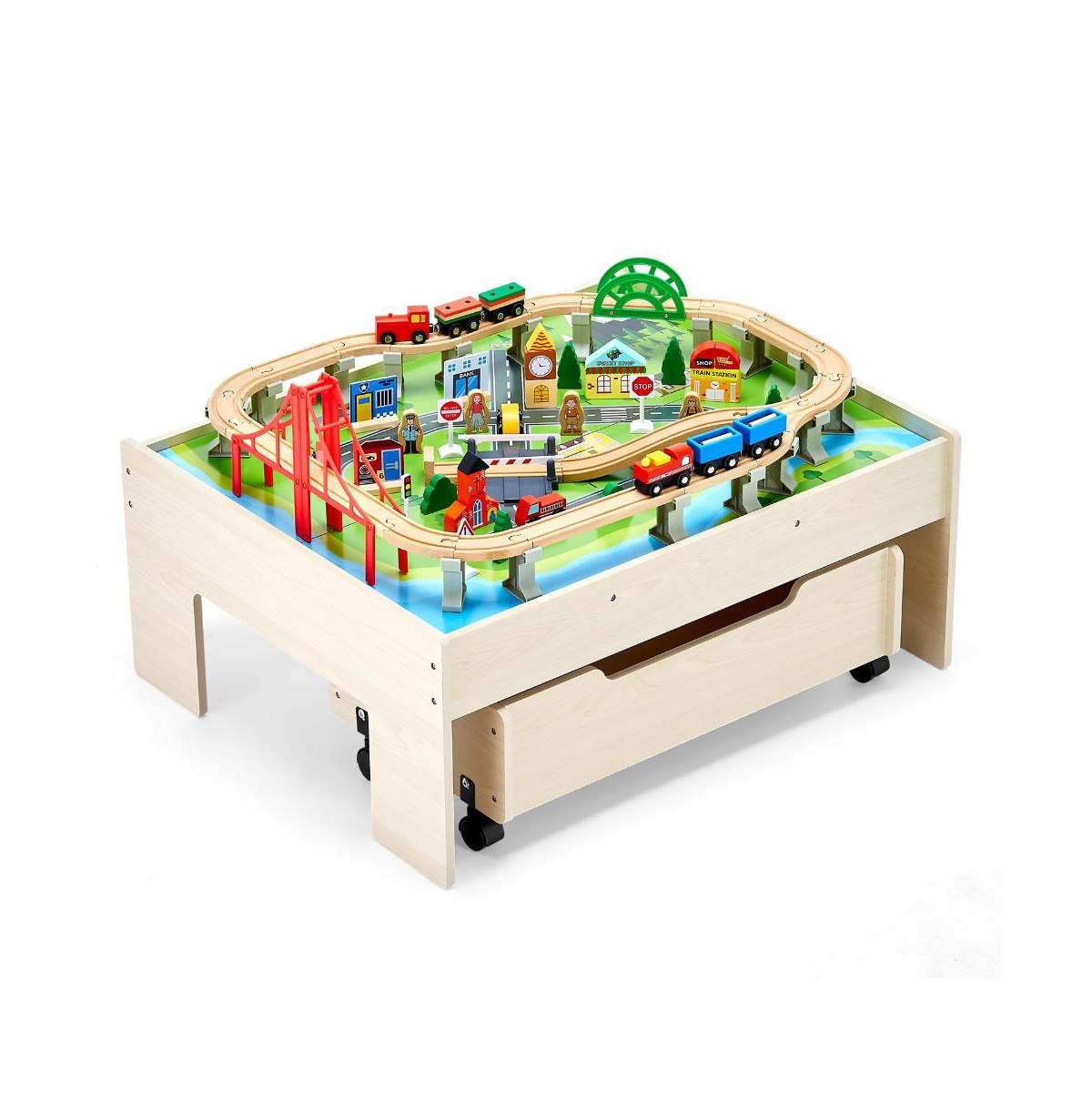 Click here for Slickblue Kids Train Table with 100-Piece Wooden S... prices