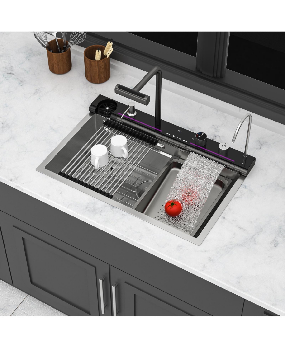 Click here for Flynama 30x19x9inch Smart Waterfall Kitchen Sink W... prices