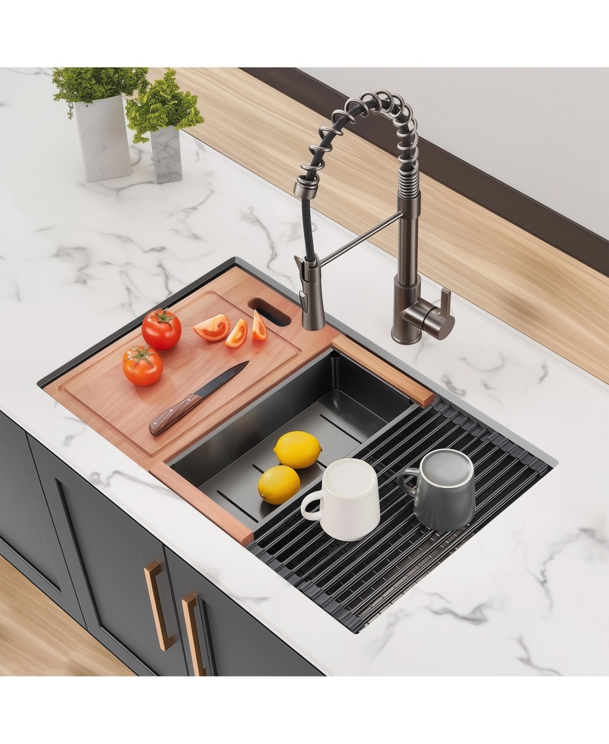 Click here for flynama 28x18inch Gunmetal Black Undermount Workst... prices