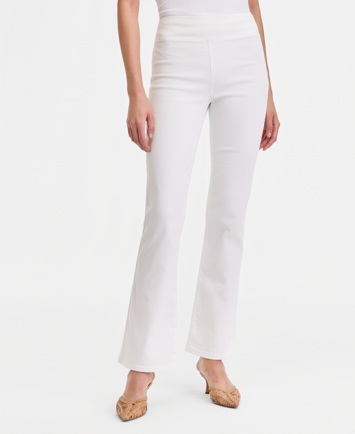 I.n.c. International Concepts Womens High-Rise Pull-On Bootcut Jeans  Macys Exclusive - Bright White