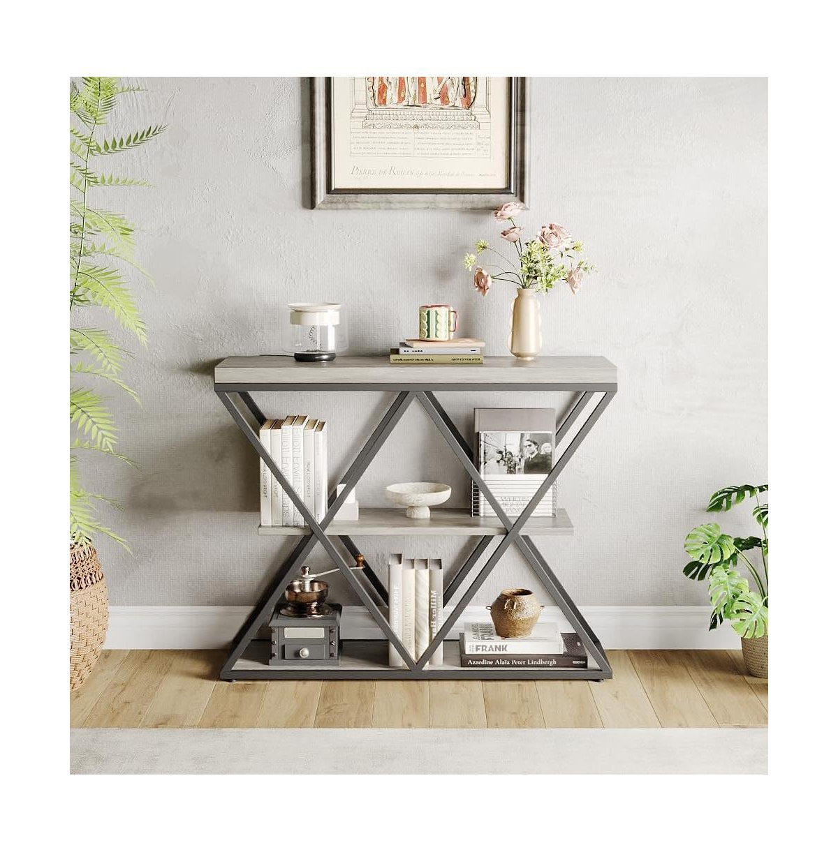 Click here for gaomon Industrial 3-Tier Entryway Table with X-Sha... prices