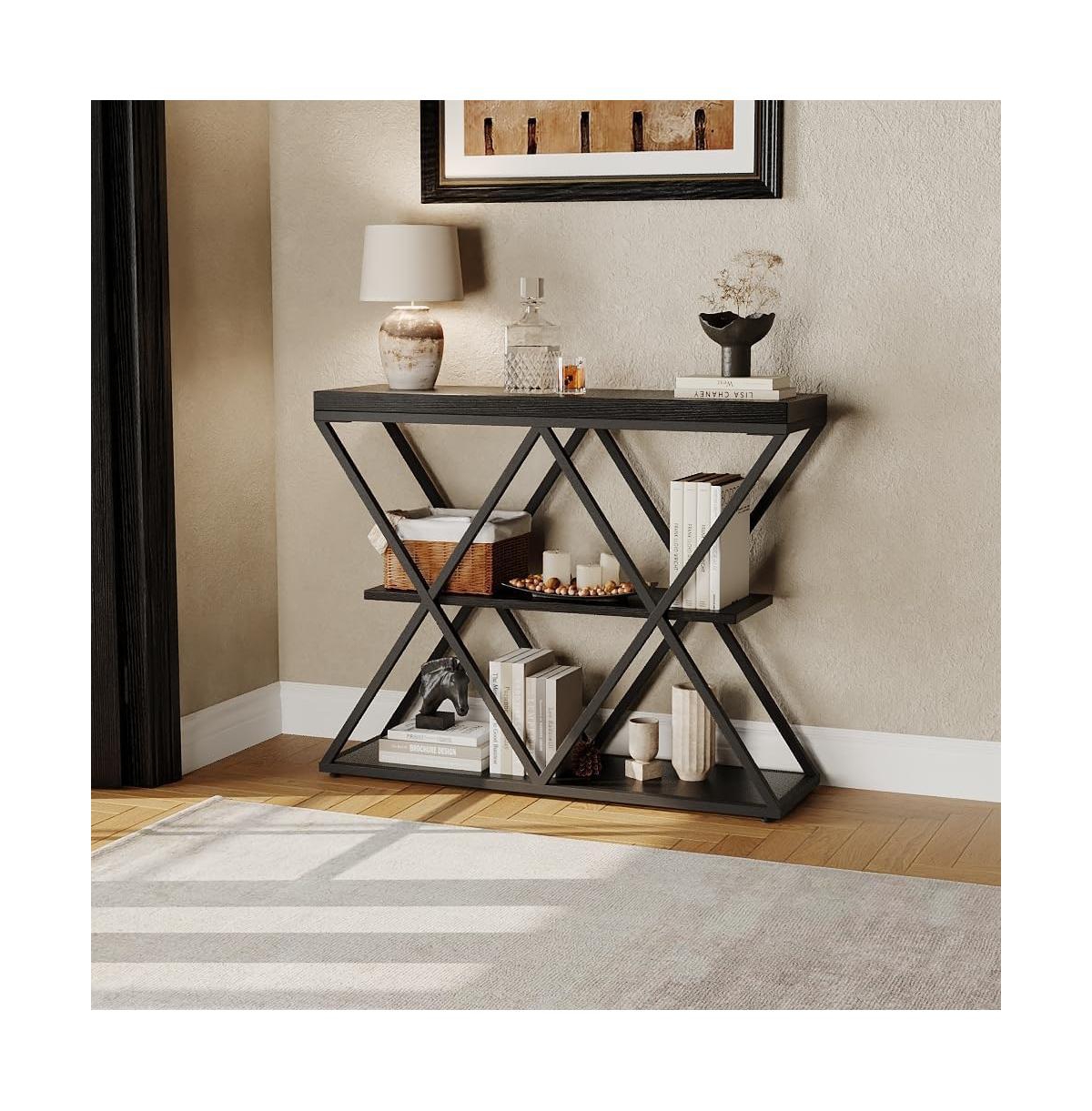 Click here for gaomon Industrial 3-Tier Entryway Table with X-Sha... prices