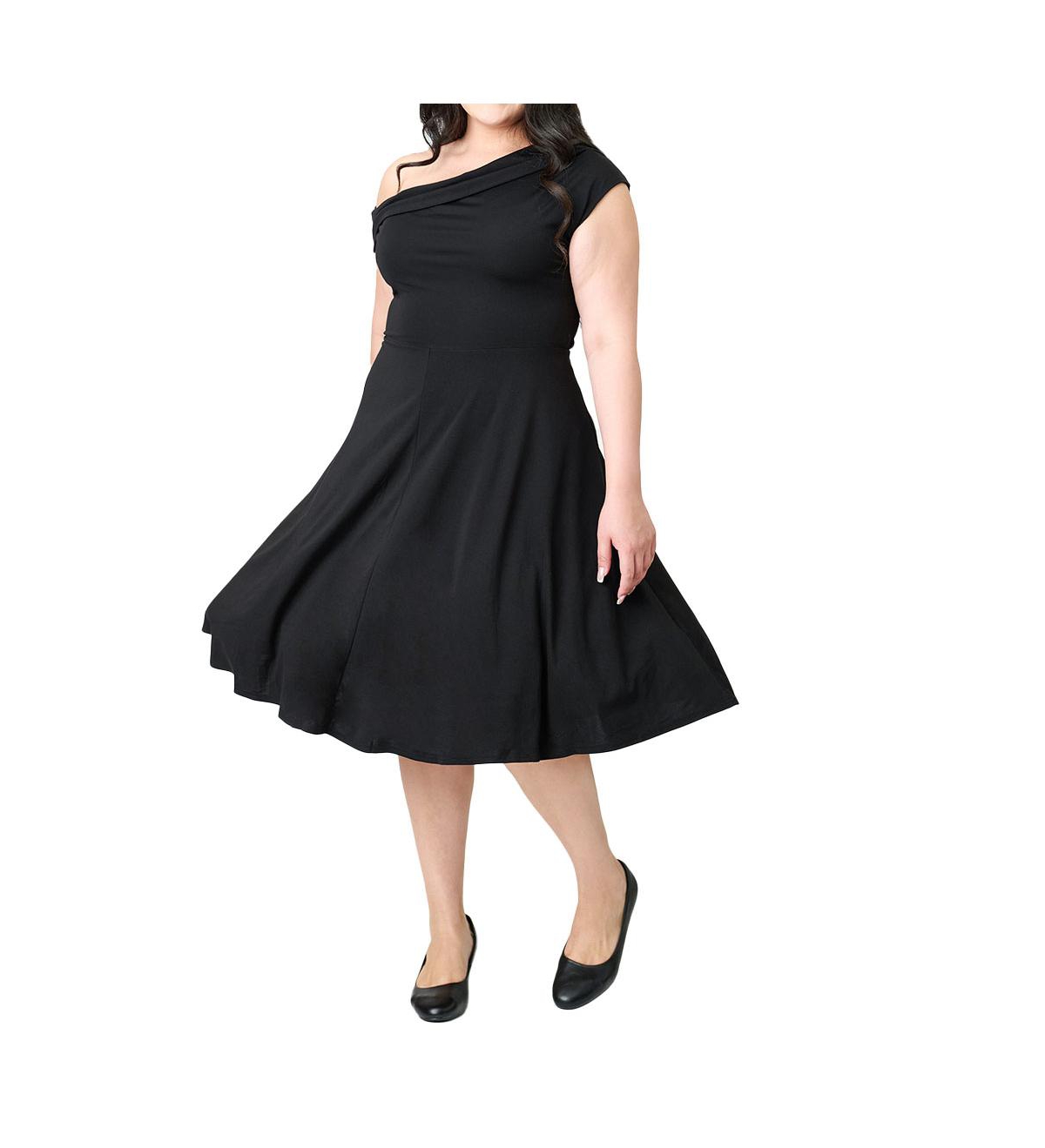 Click here for Unique Vintage Plus Size Asymmetrical Neck Swing D... prices