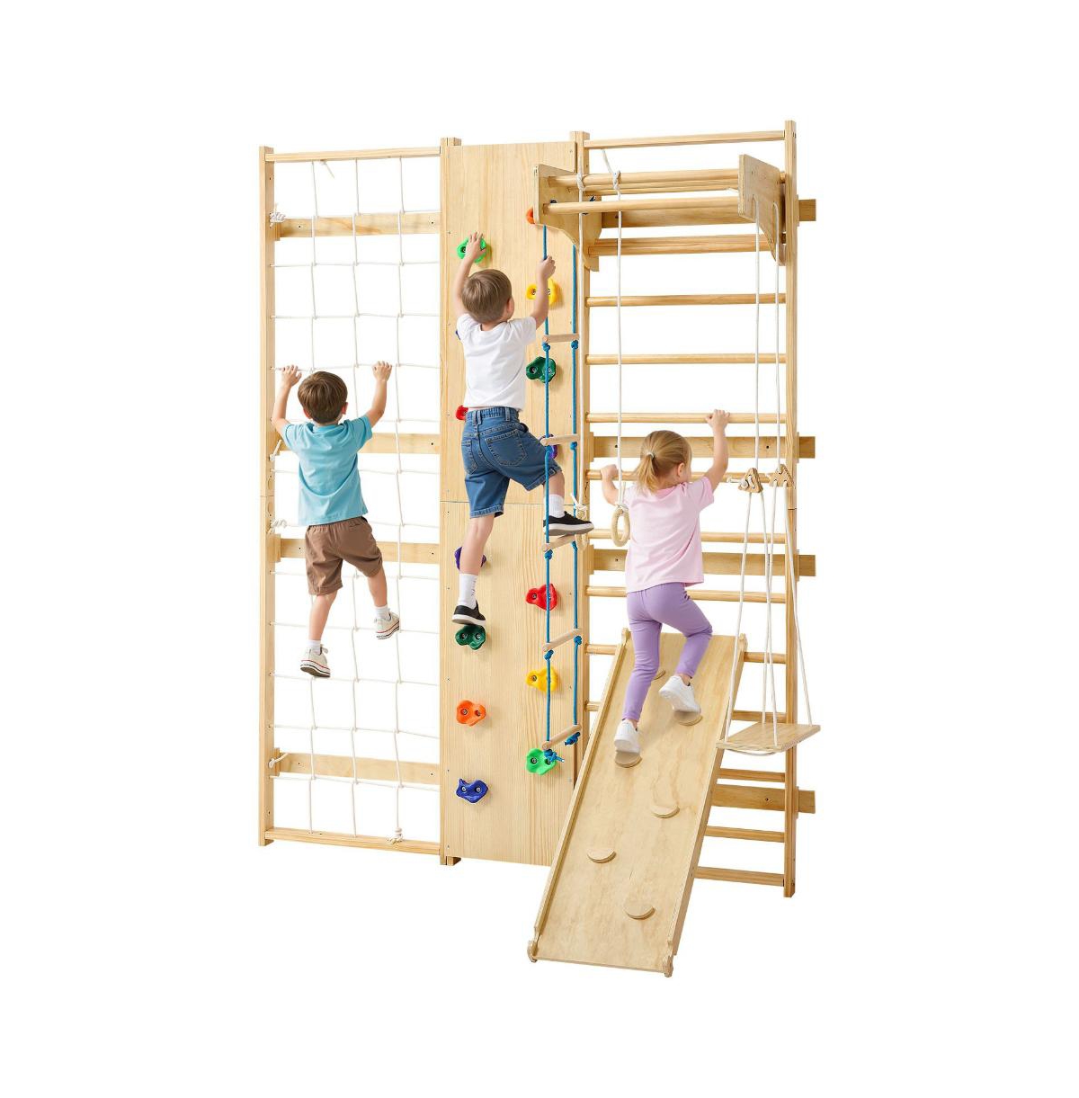 Click here for Swedish Ladder Wall Gym with 9-in-1 Solid Wood Sta... prices