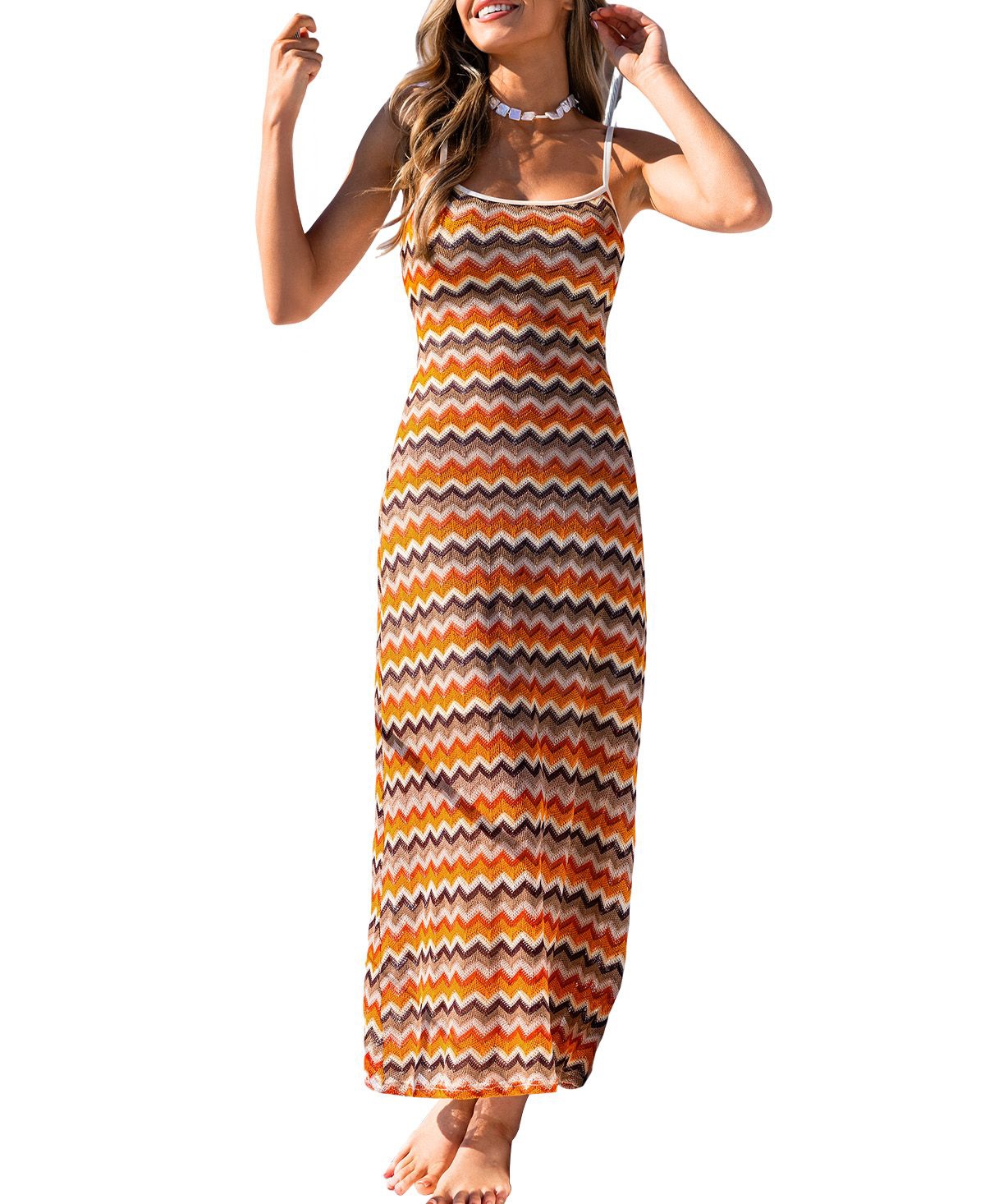 Click here for Cupshe Womens Neon Moon Striped Maxi Beach Dress -... prices