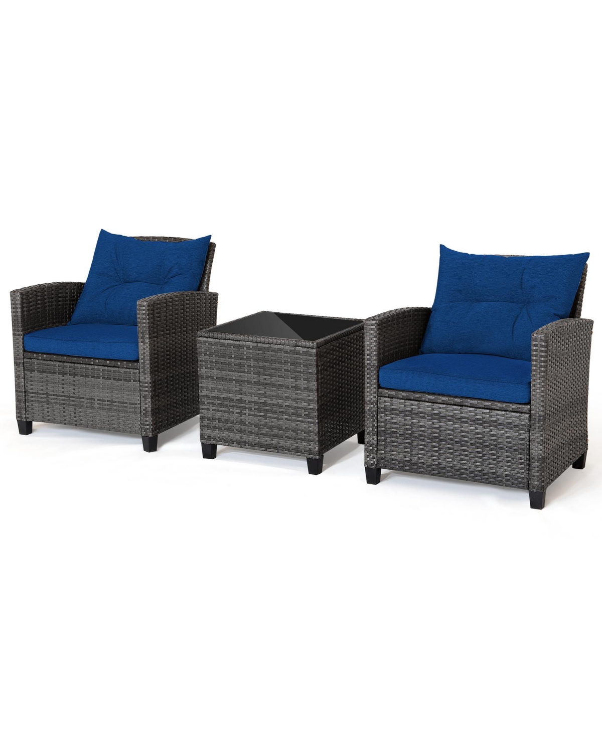 Click here for 3-Piece Outdoor Rattan Set with Cushions & Table -... prices