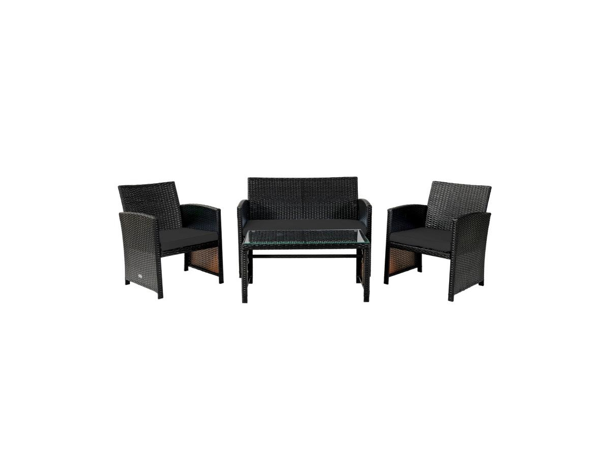 Click here for 4 Pieces Patio Rattan Cushioned Furniture Set - Bl... prices